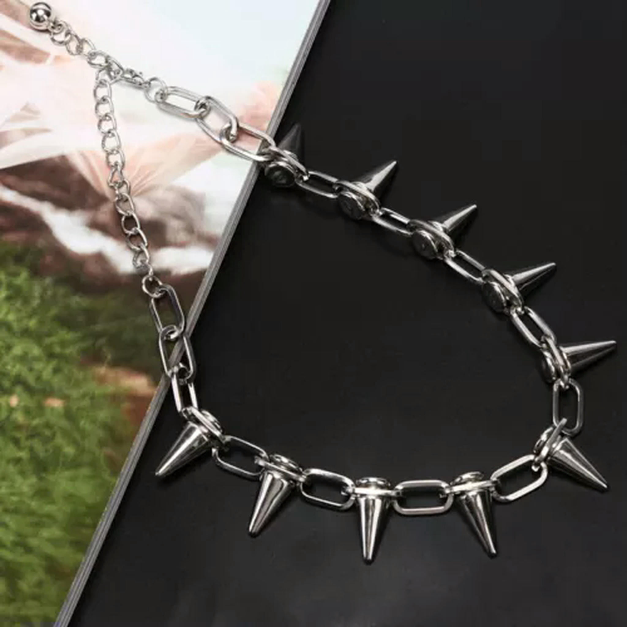 HOOUN New Spike Rivet Punk Collar Necklace Goth Rock Biker Link Chain ...