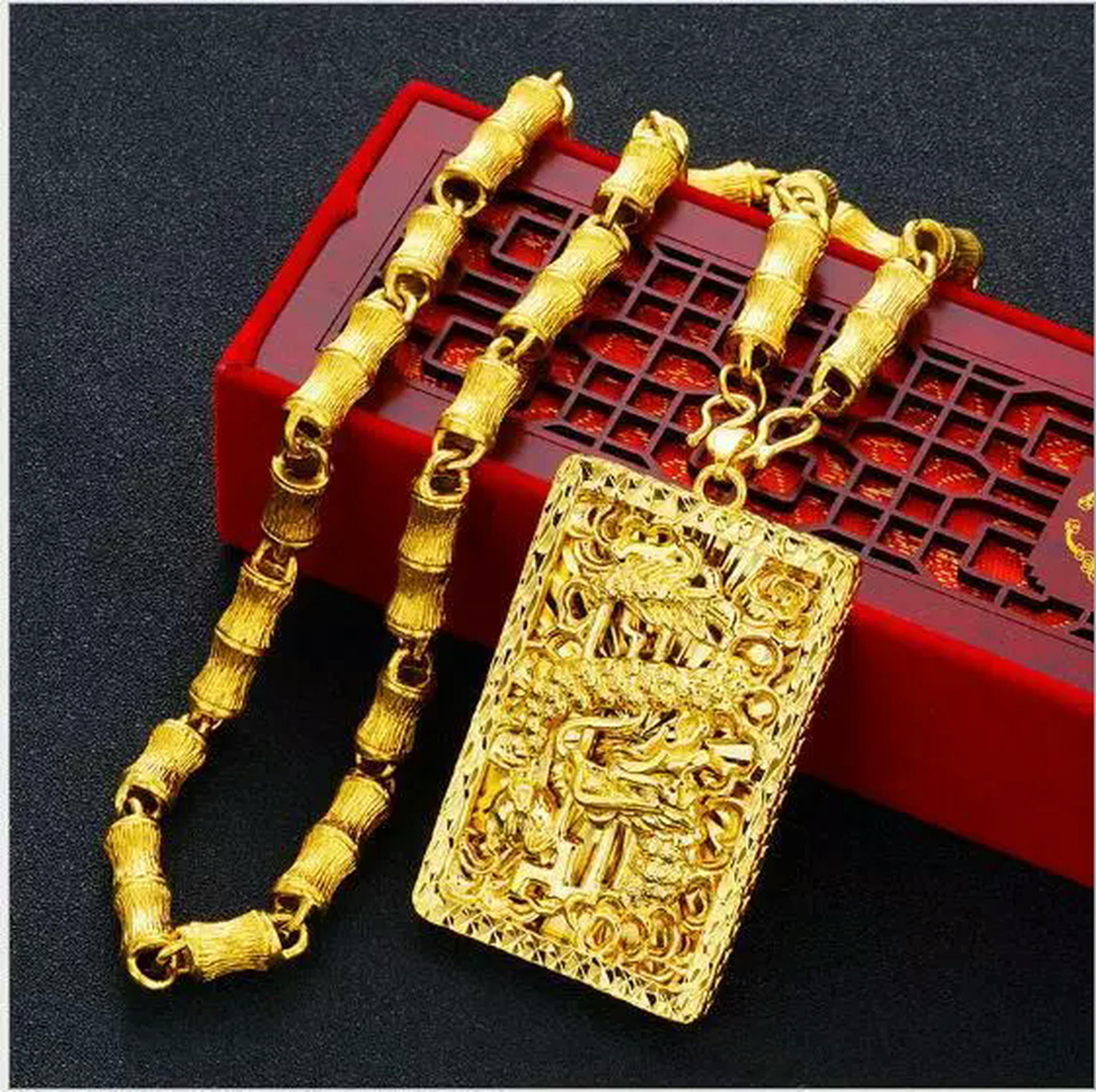 HOOUN New men's dragon 22K 23K 24K Thailand gold gold GP jewelry bamboo ...