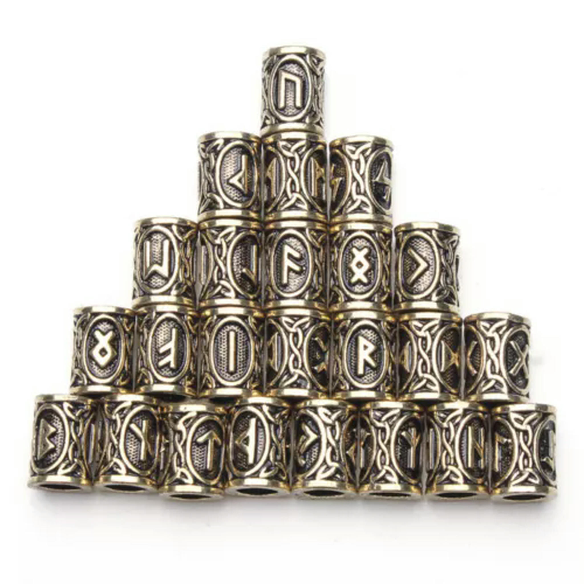 HOOUN Norse Hollow Viking RUNE BEARD Beard Beads 24pc Jewelry, Beard ...