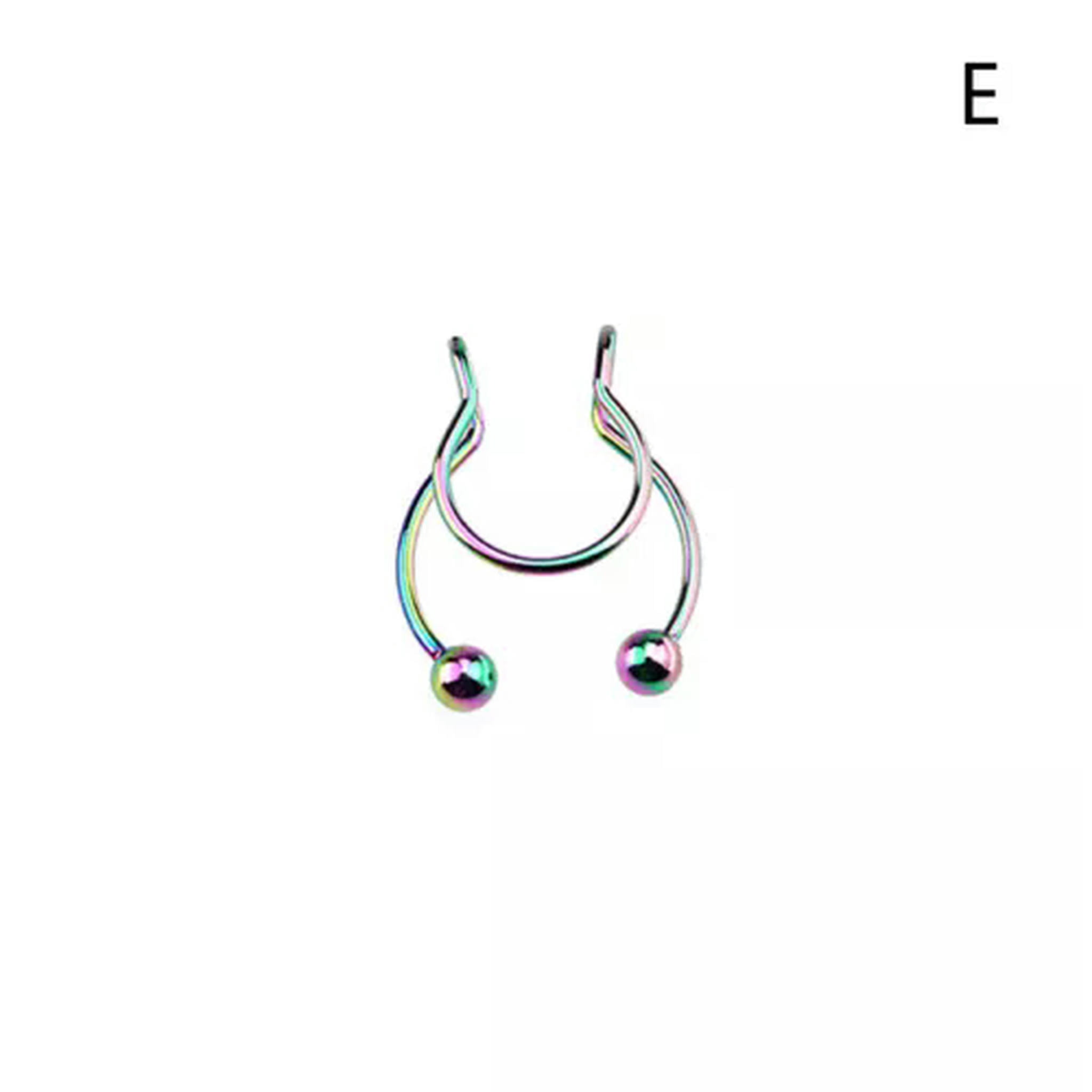 HOOUN Nose Hoop Ring Clicker Jewelry Gem Nose Clip Cuff Non Piercing ...