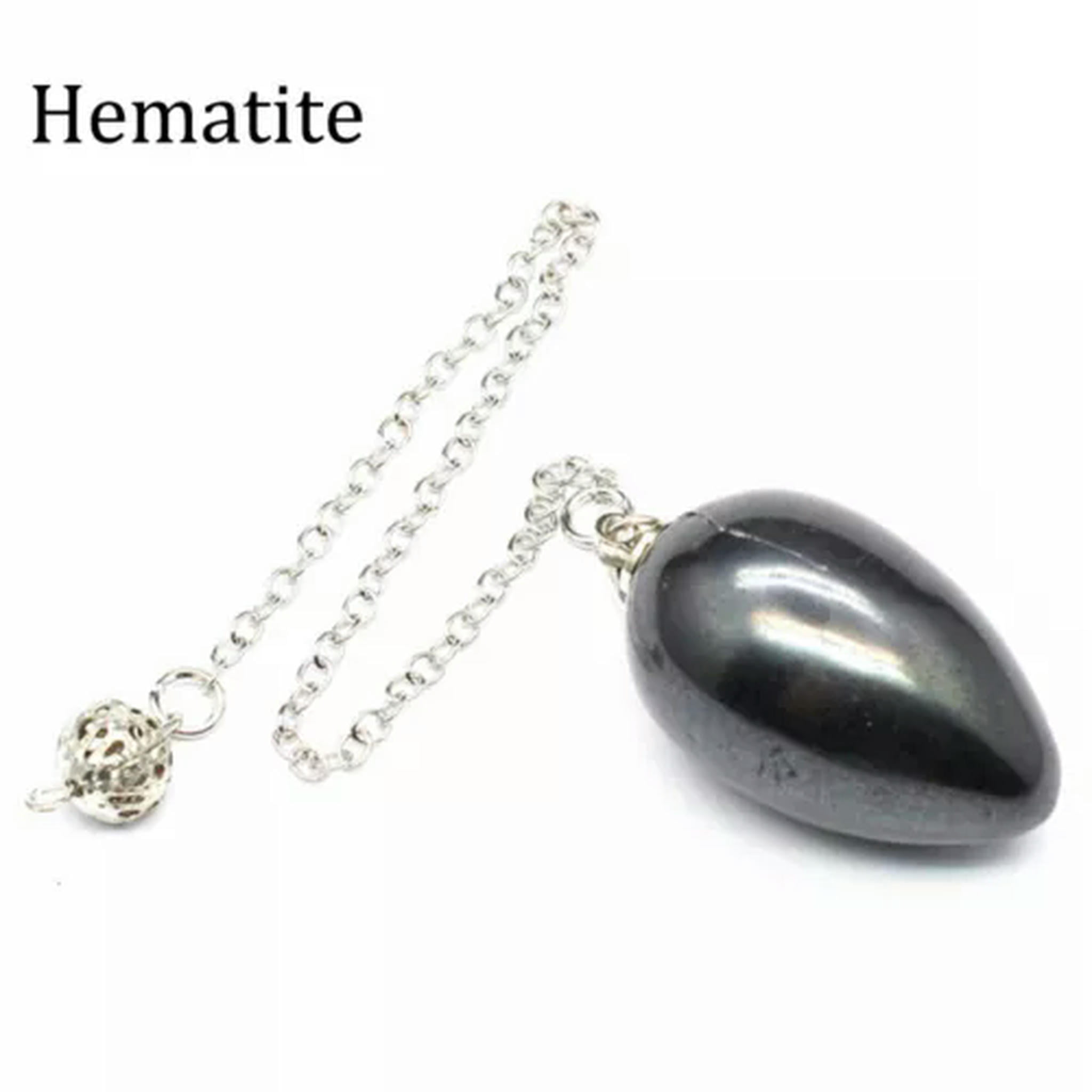 HOOUN Oval Egg Natural Crystal Chakra Pendulum Stone Chain Dowsing Yoga ...