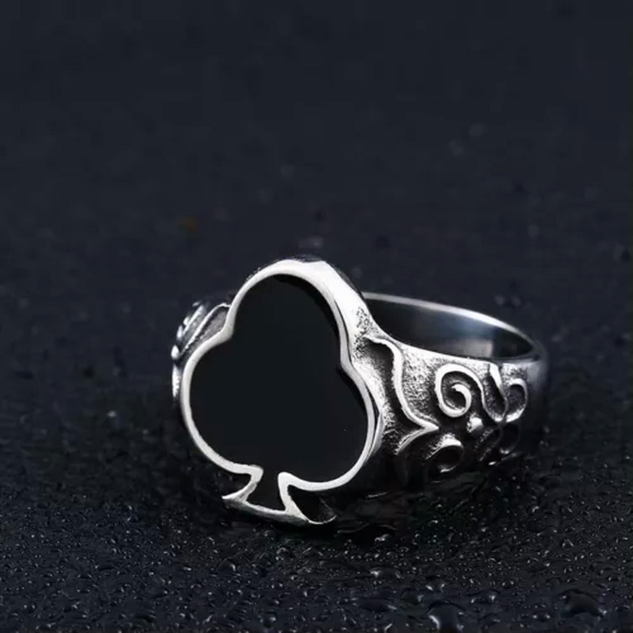 HOOUN Poker Spade Diamond Heart Club Pattern Ring Stainless Steel Lucky ...