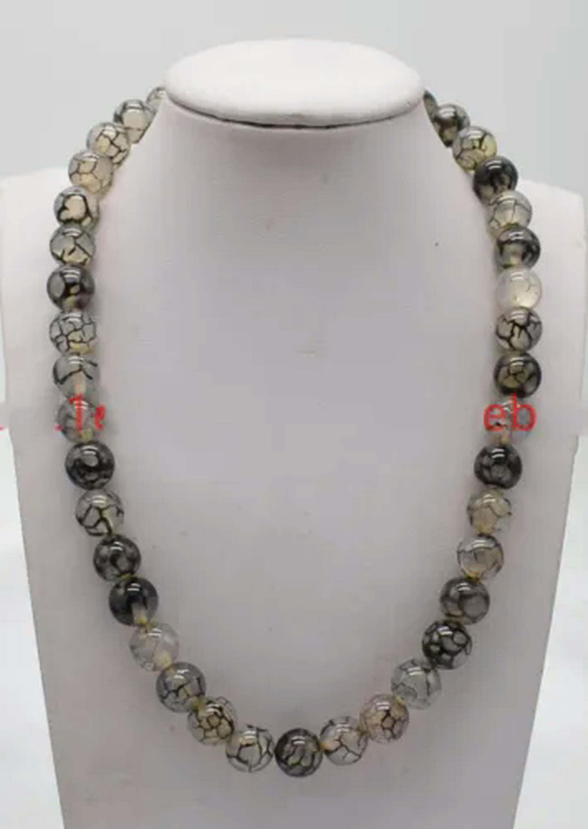 HOOUN Pretty 6/8/10/12mm Natural Multicolor Gemstone Round Beads Necklace 18" AAA+-10mm-Black ...