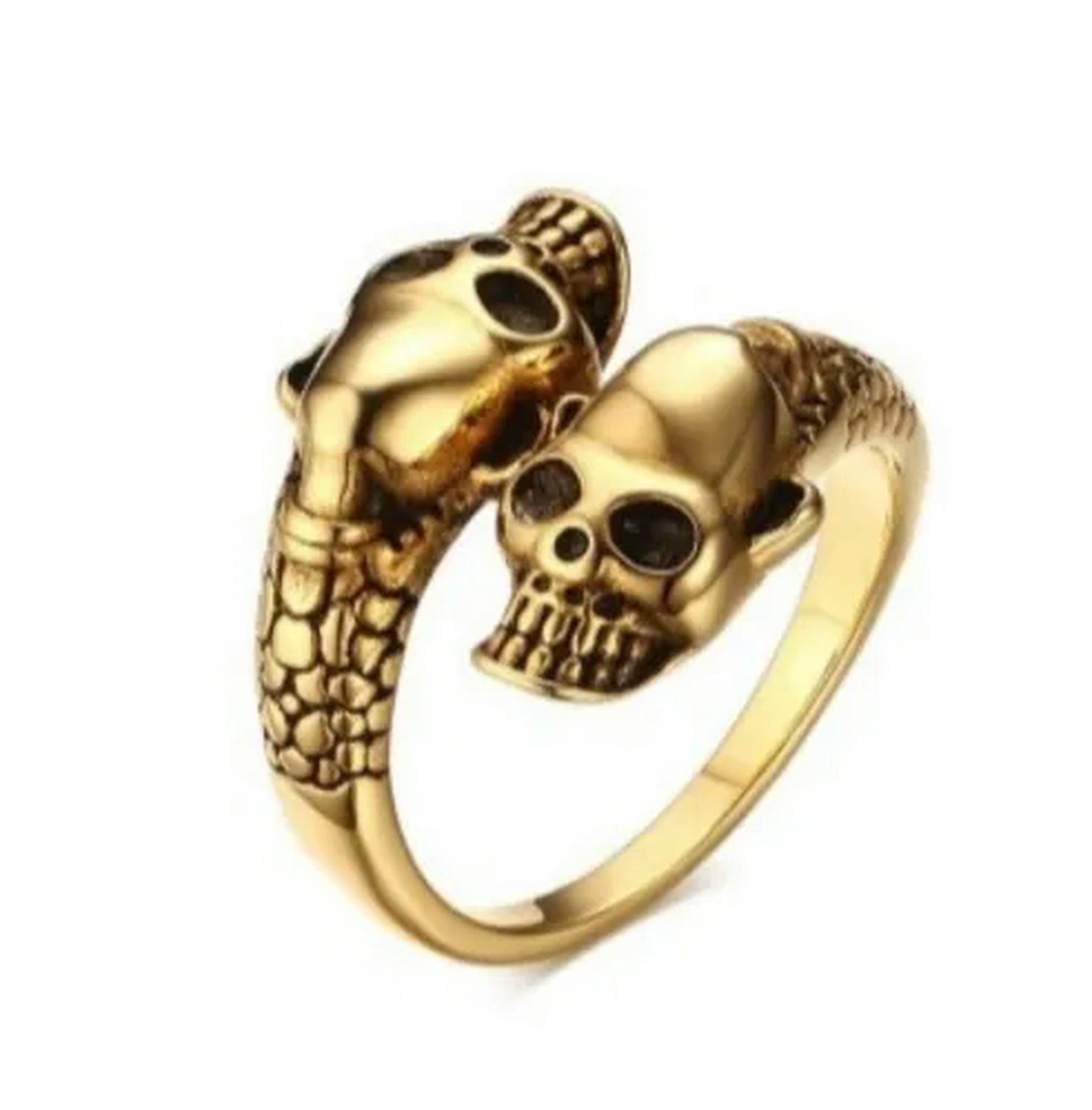 HOOUN Ring Open Size Gold Silver Skull Punk BOHO Scary Snake Jewellery ...