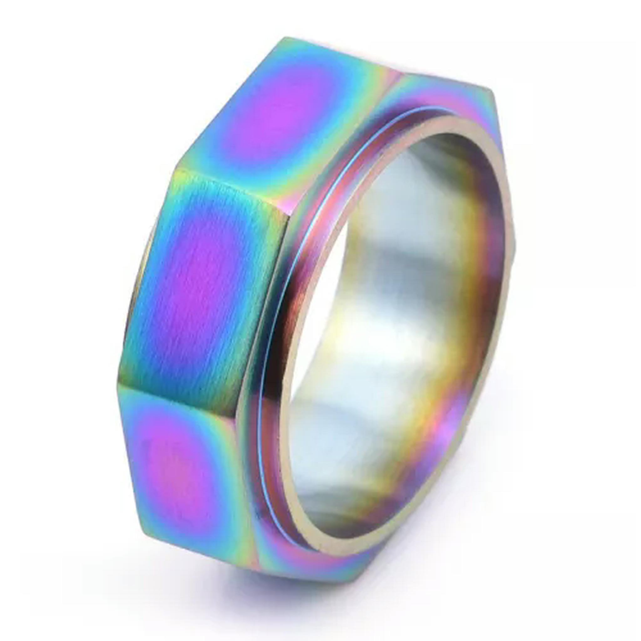 HOOUN Screw Nut Shape Men's Rings Stainless Steel Wedding Band Biker ...