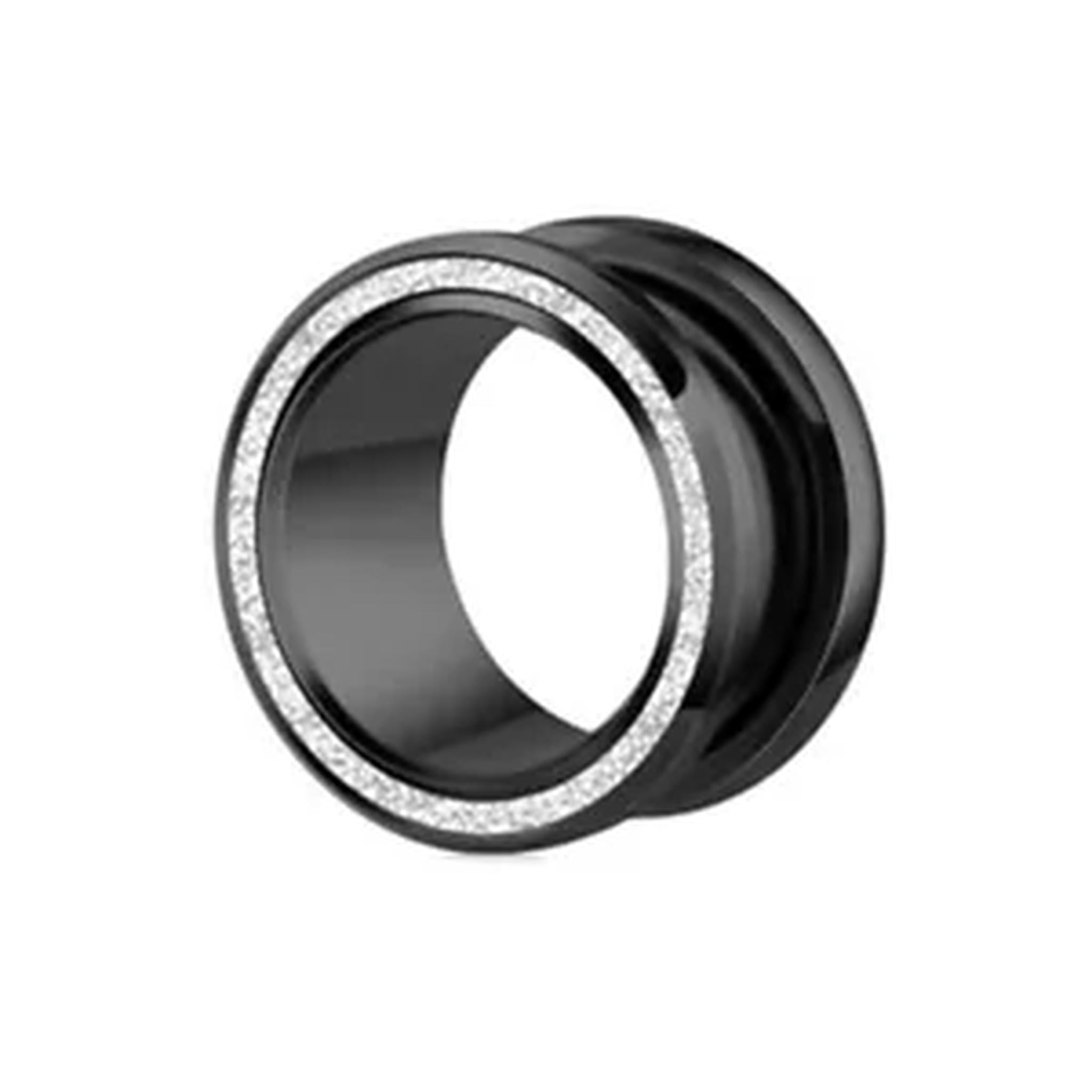 HOOUN Screw Stainless Steel Ear Gauges Flesh Tunnels Plugs Stretchers Expander 6-16mm-black-16mm ...