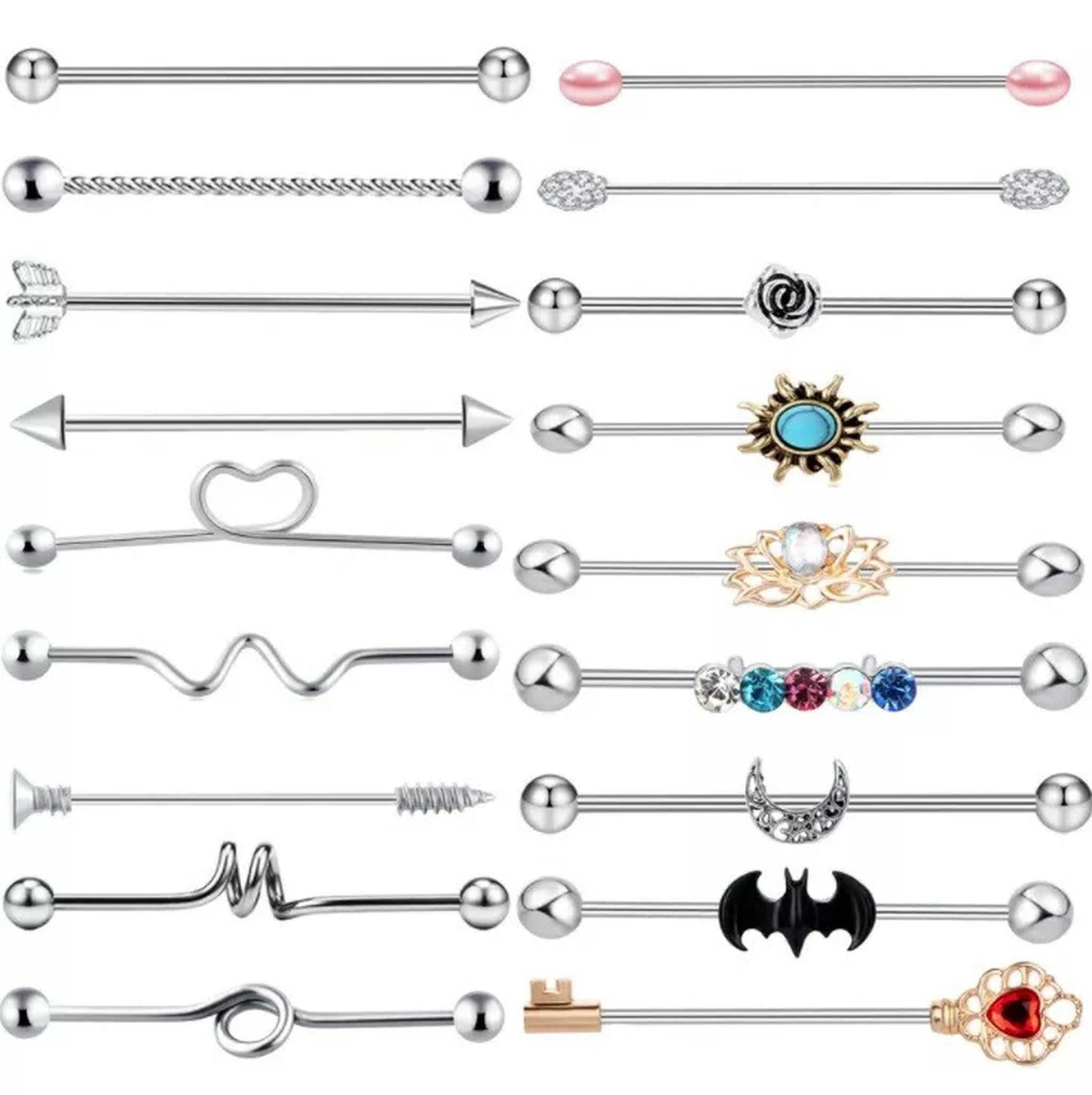 HOOUN Set 18 Industrial Scaffold Barre Piercing Oreille Haltère Droite ...