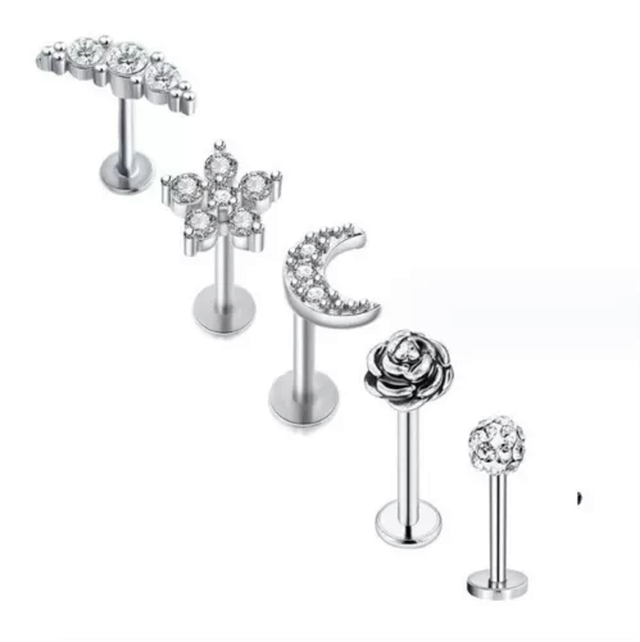 HOOUN Set of 5 Industrial Scaffold Bar Ear Piercing Straight Barbell ...
