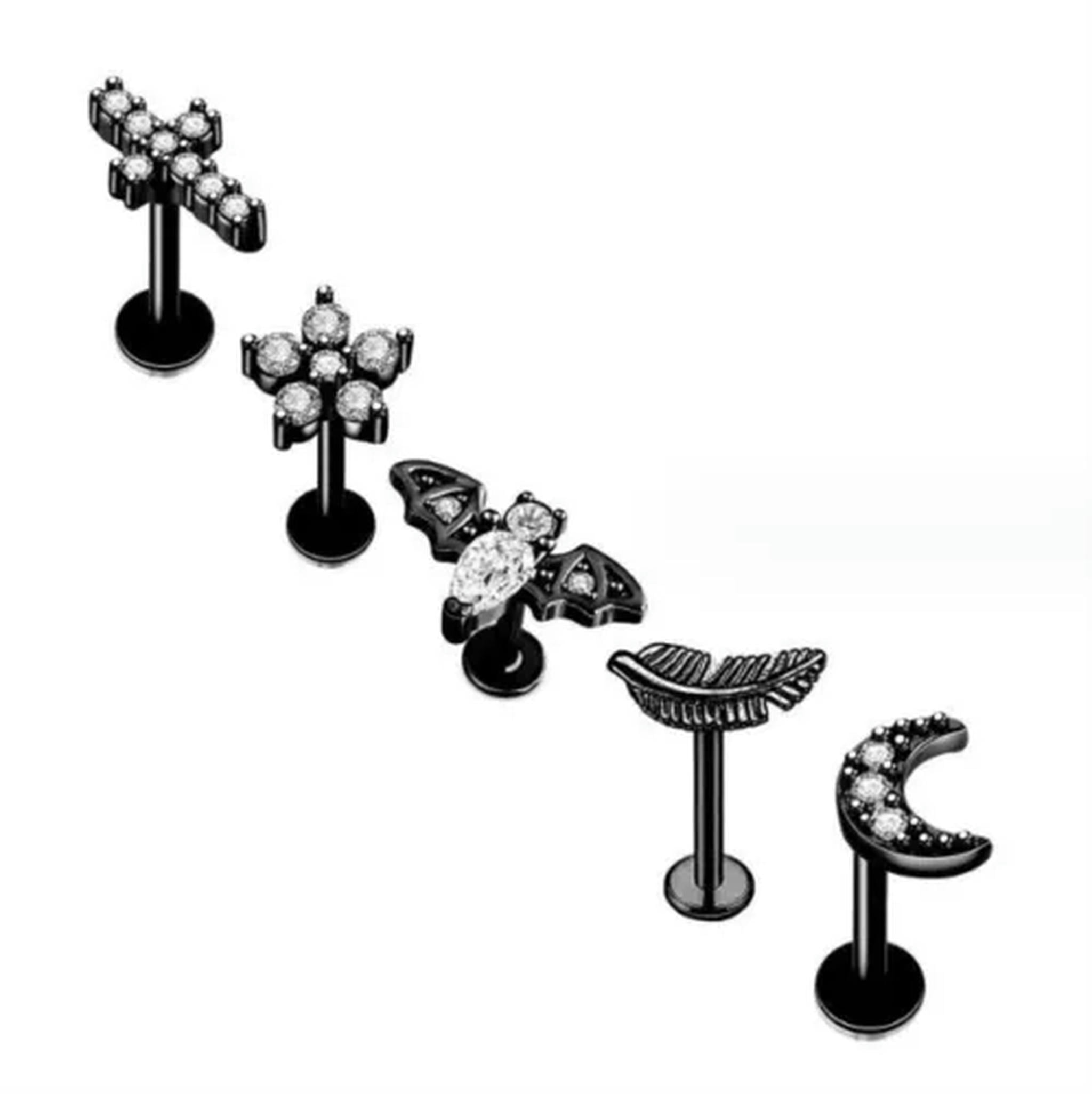 HOOUN Set of 5 Industrial Scaffold Bar Ear Piercing Straight Barbell ...