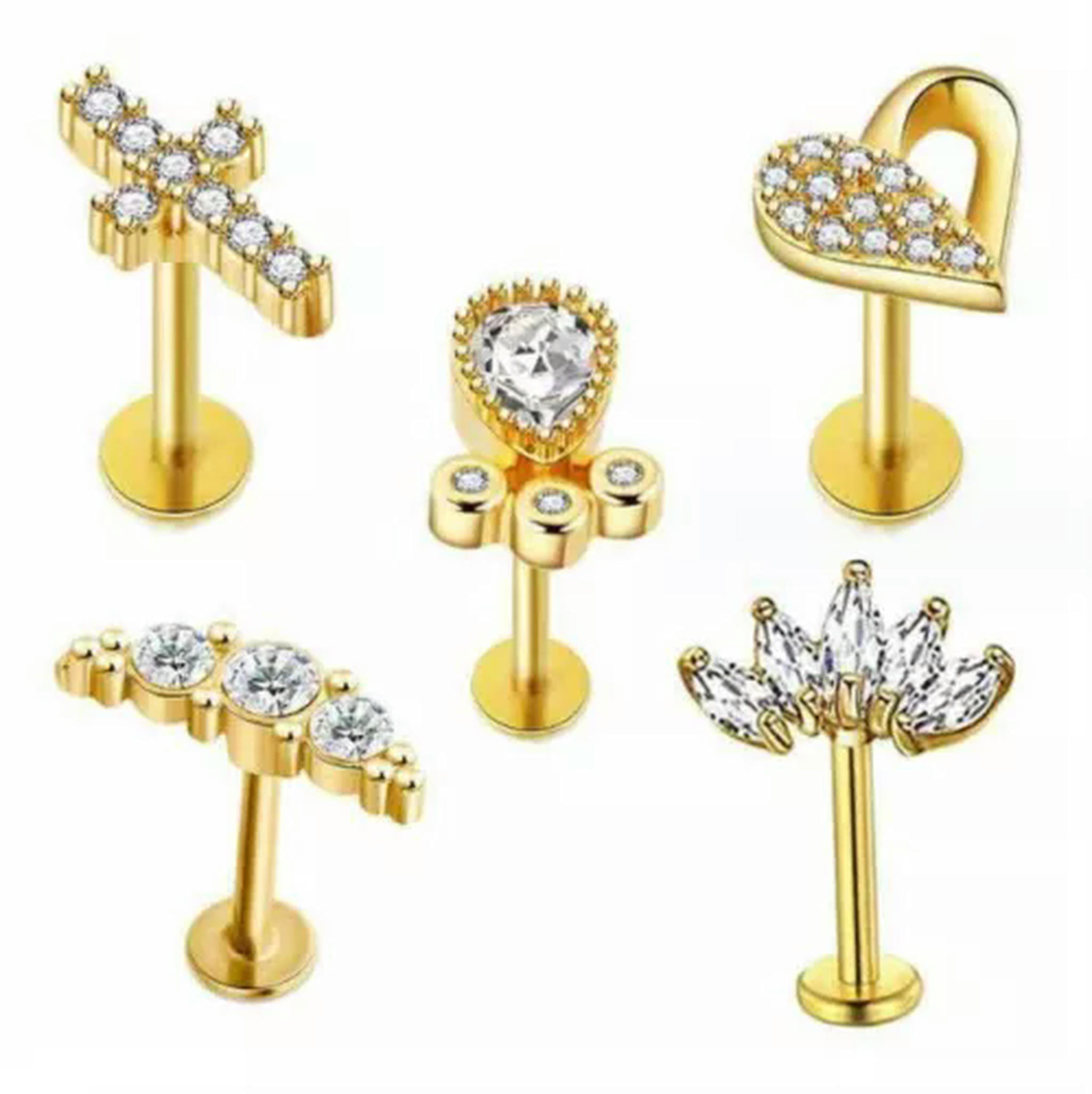 HOOUN Set of 5 Industrial Scaffold Bar Ear Piercing Straight Barbell ...