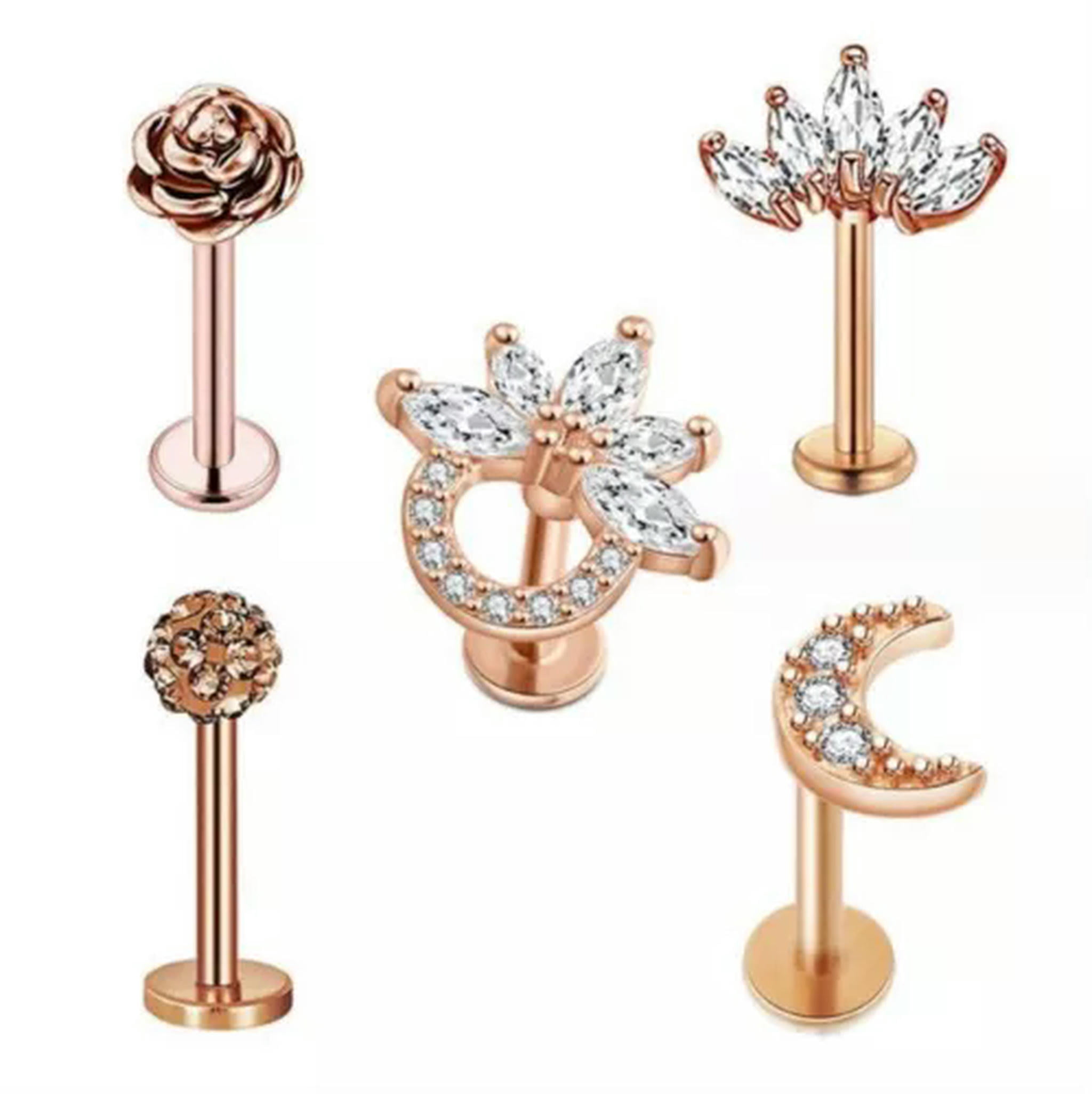 HOOUN Set of 5 Industrial Scaffold Bar Ear Piercing Straight Barbell ...