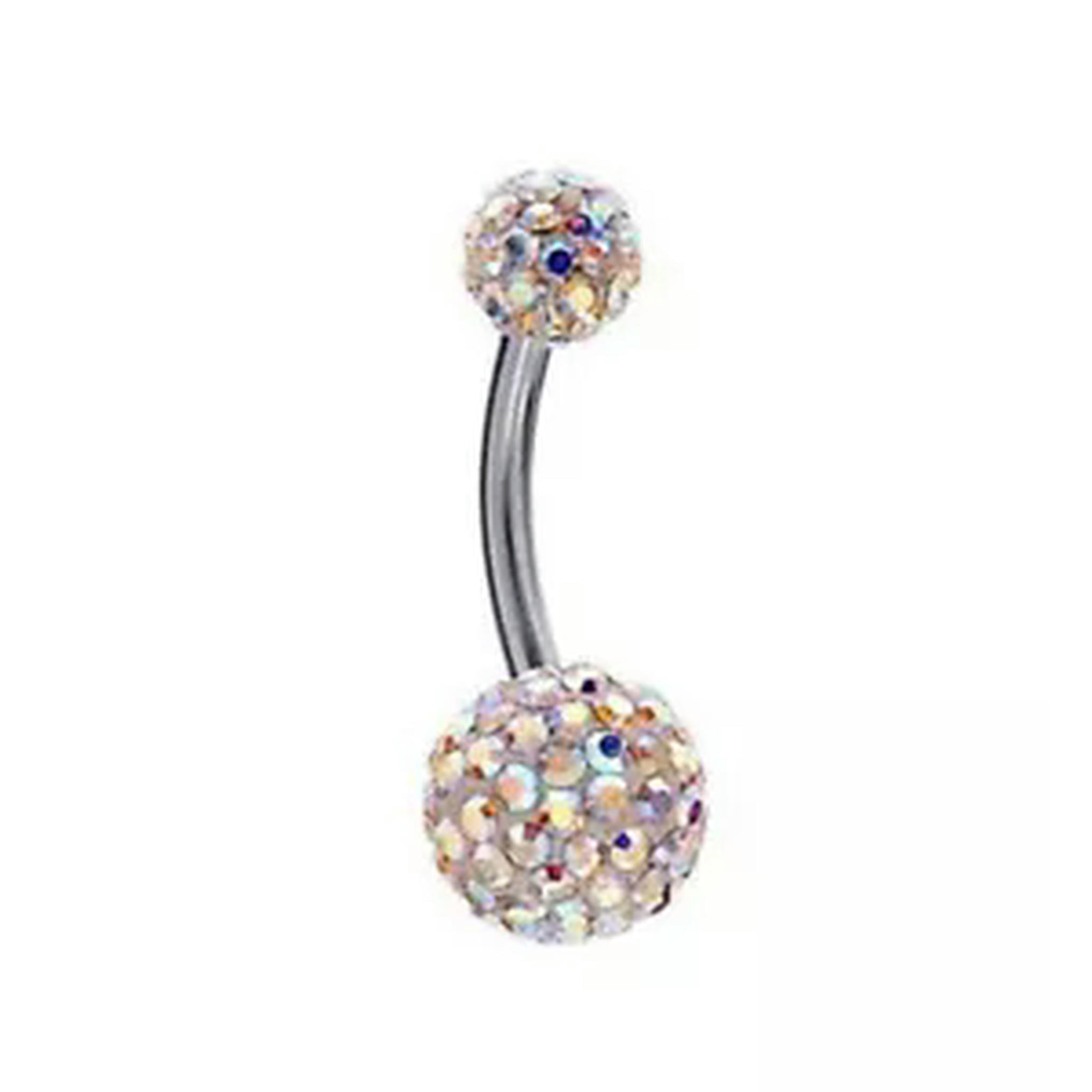 HOOUN Sexy Navel Belly Button Rings Double Crystal Rhinestone Body ...