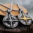 HOOUN Silver Gold North Star Compass Pendant Necklace Chain Men's ...