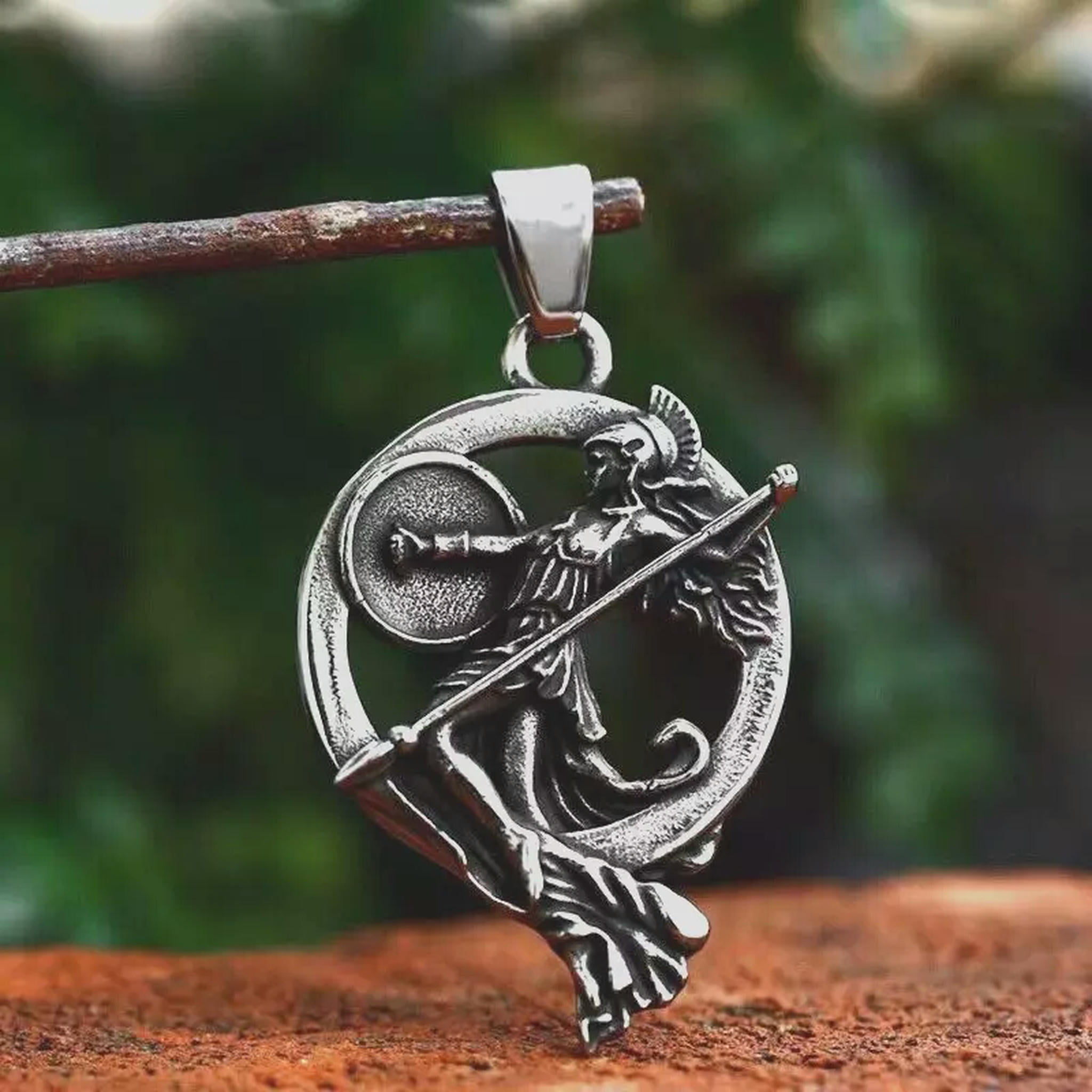 HOOUN Silver Greek Goddess Athena Pendant Necklace Stainless Steel ...