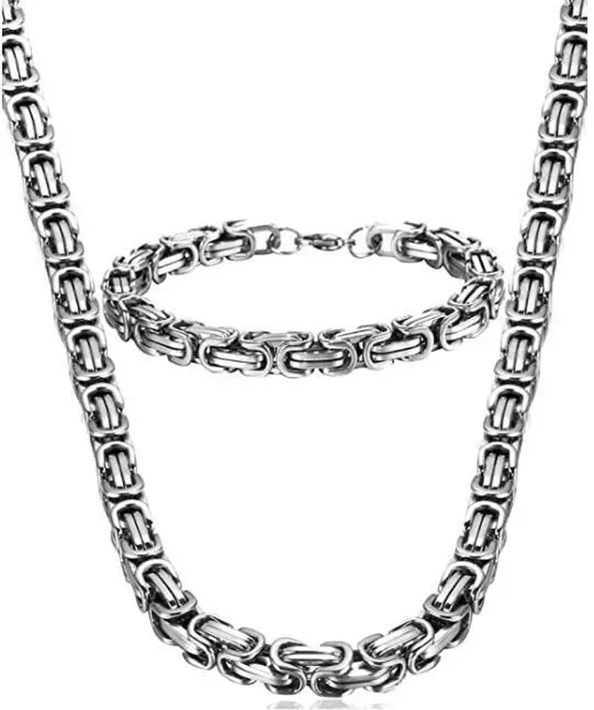 HOOUN Silver Stainless Steel Male Chain Necklace Mens Bracelet Jewelry ...