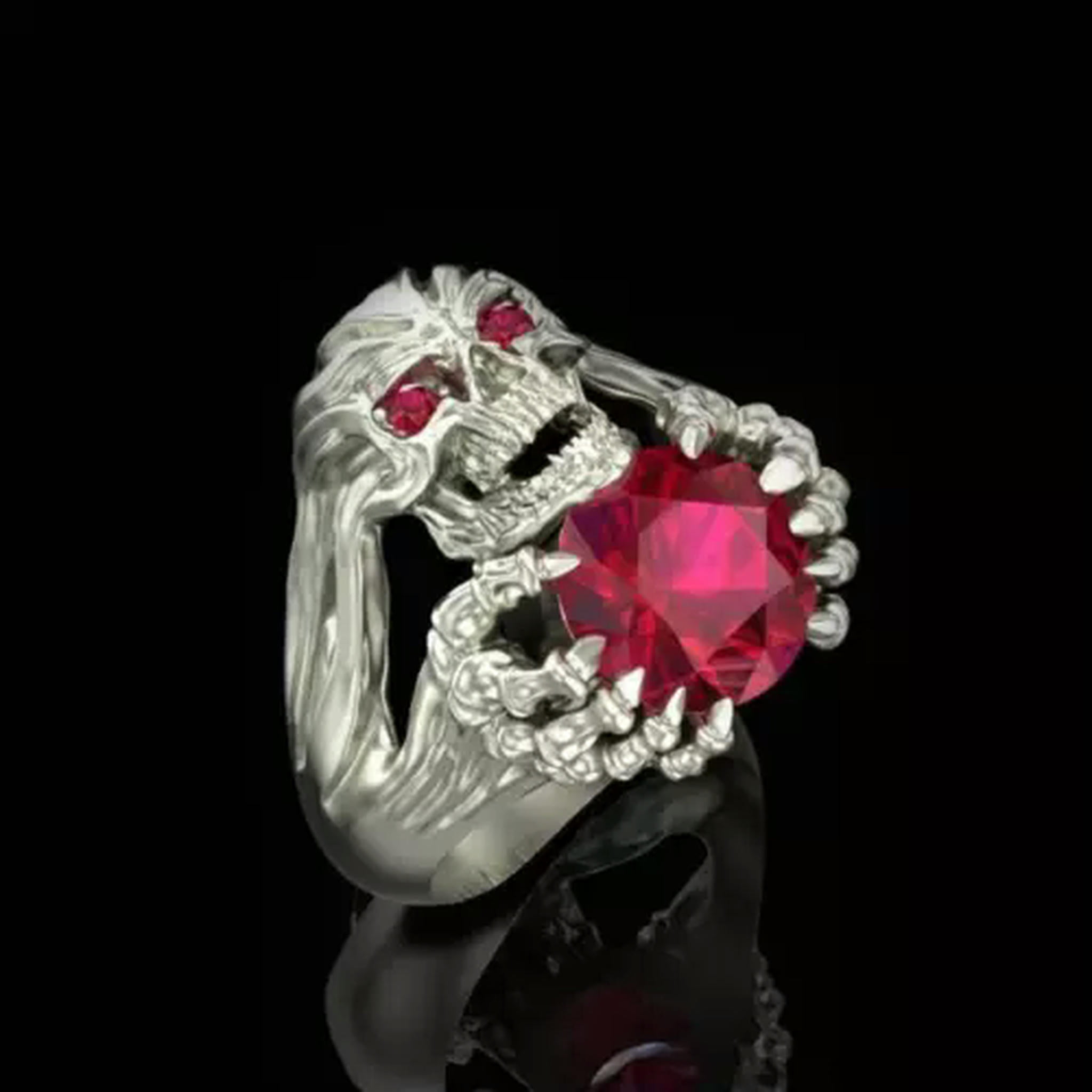 HOOUN Simple Stainless Steel Biker Rings Skull Men Silver Gothic Punk ...