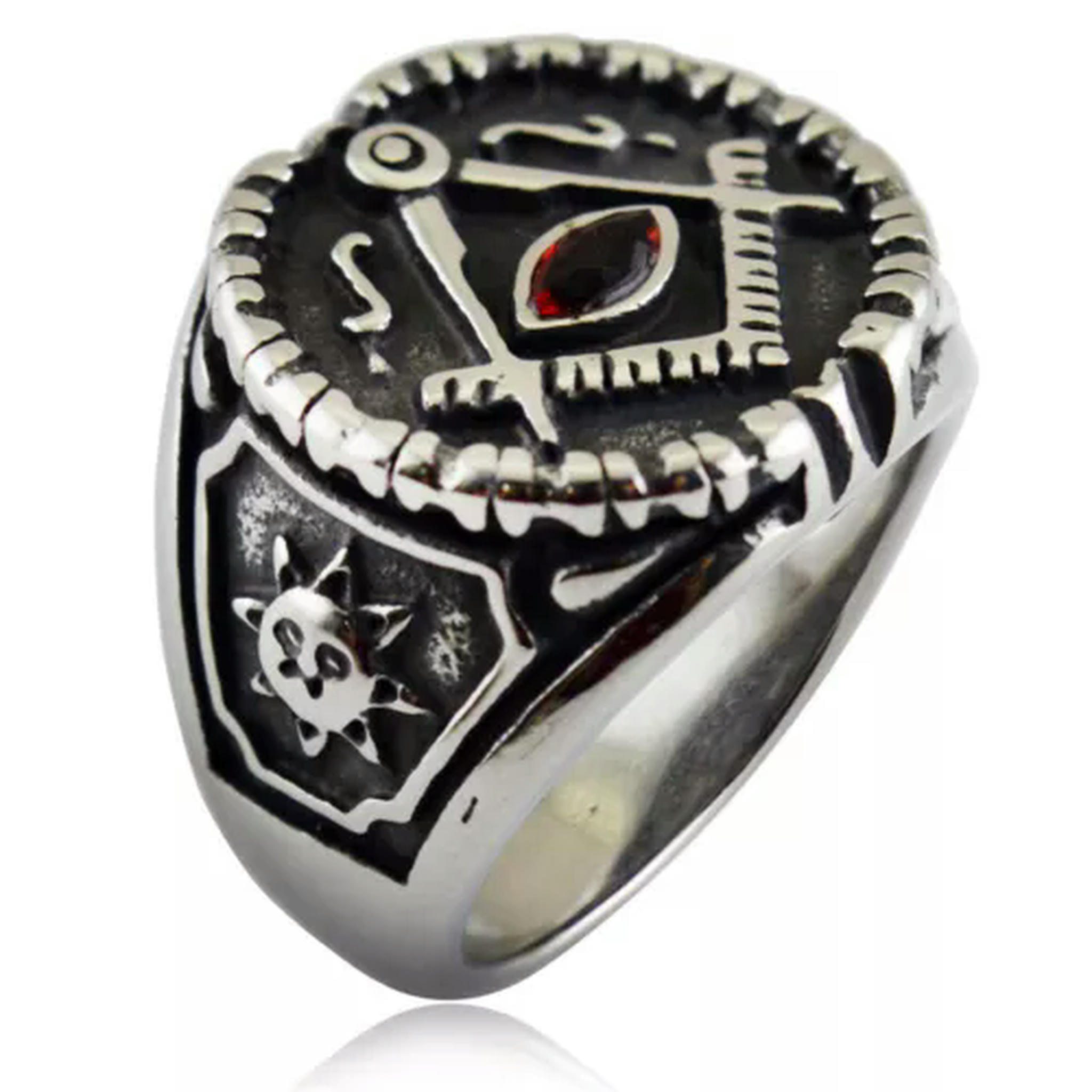 HOOUN Size 7-13 Vintage Mason Ring Men Stainless Steel Antique Masonic ...