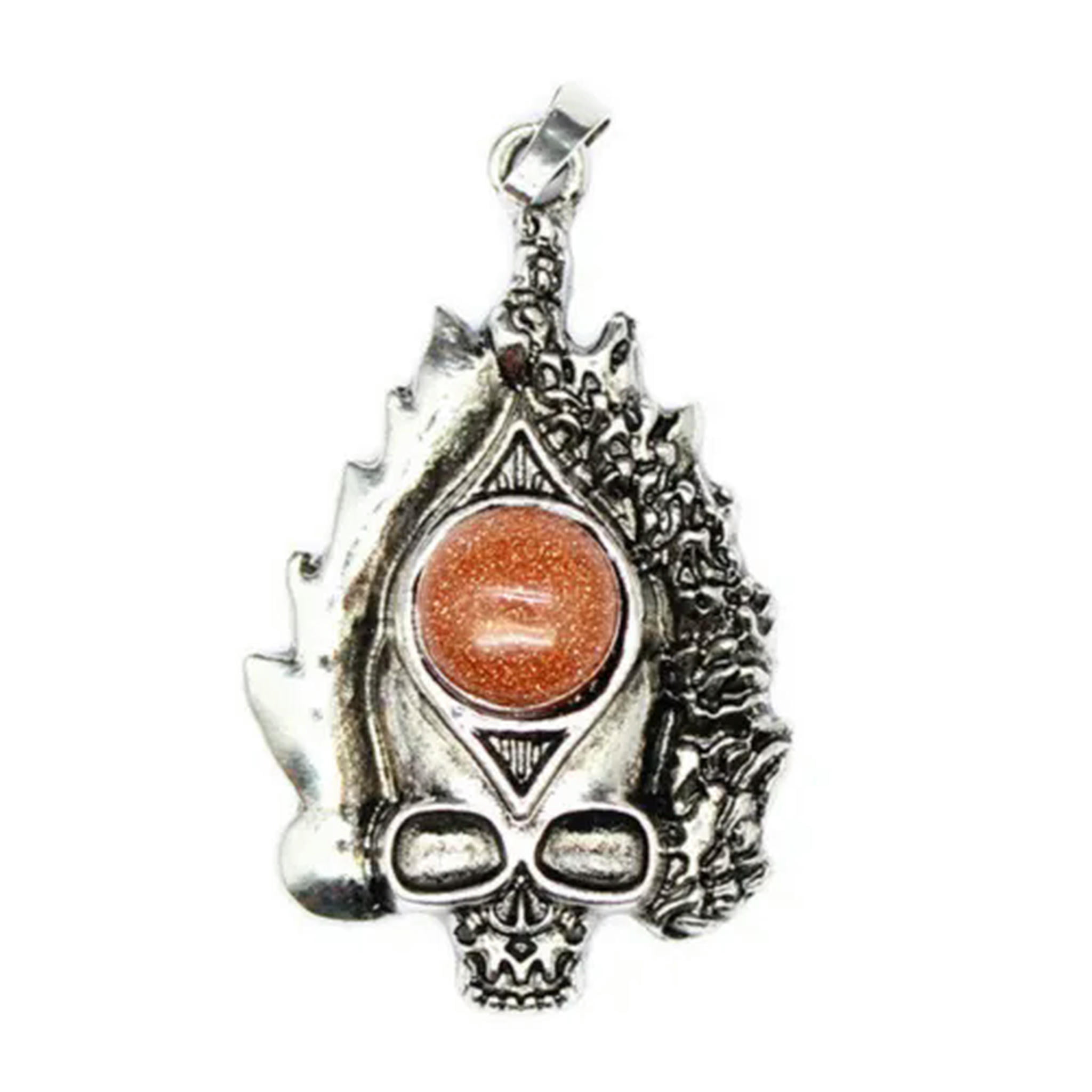 HOOUN Skull Head Skeleton Pendant Natural Crystal Chakra Stone Bead ...