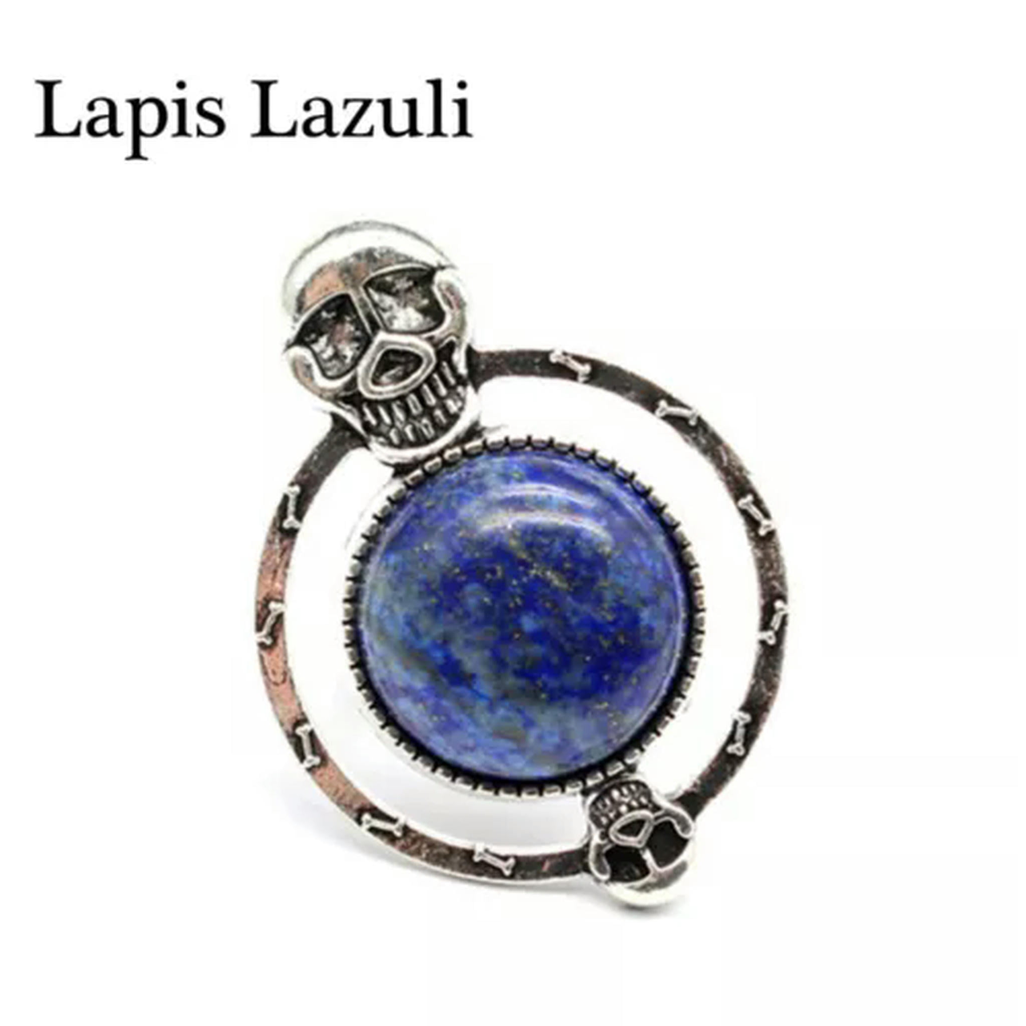 HOOUN Skull Skeleton Round Crystal Finger Opening Ring Natural Stone ...