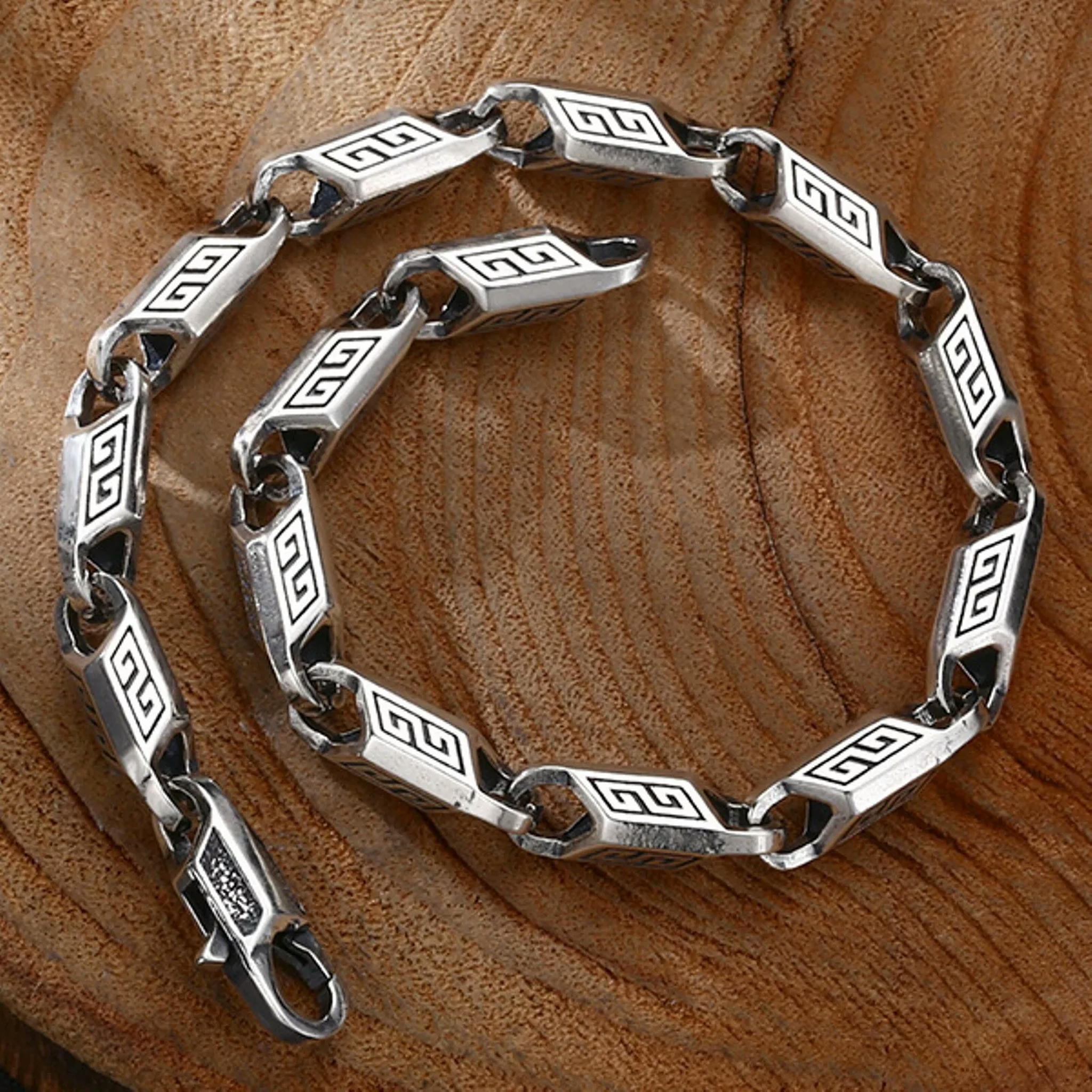 HOOUN Solid 925 Sterling Silver Chain Pattern Rhomboid Beads Link ...