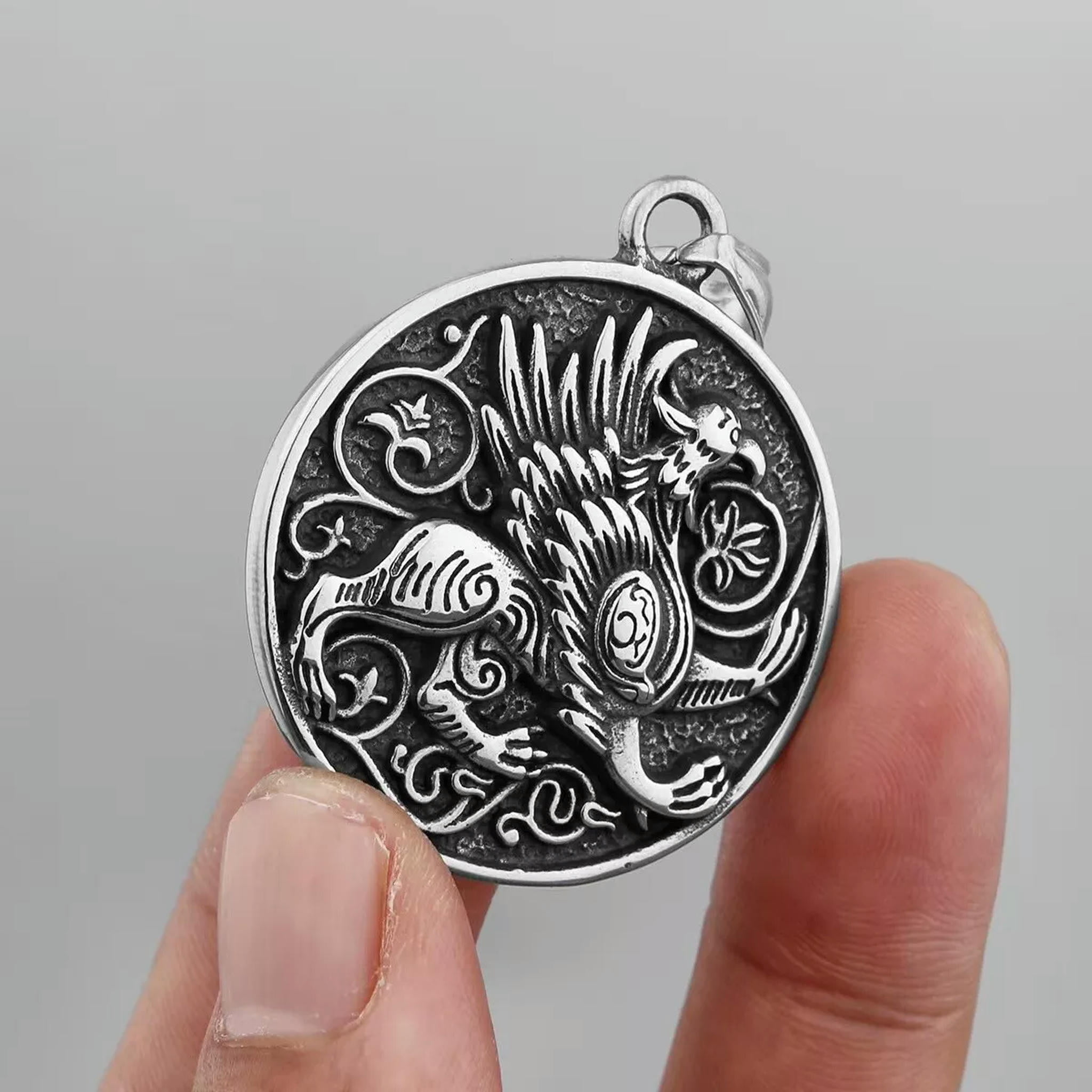 HOOUN Stainless Steel Greek Mythology Gryphon Lion Pendant Necklace ...