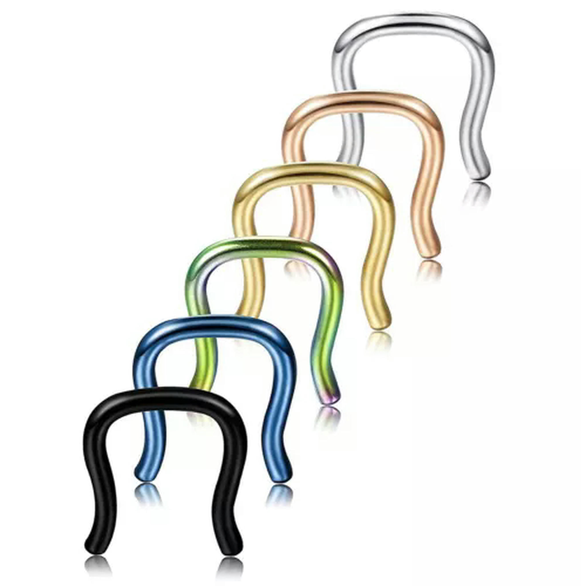 HOOUN Stainless Steel U-Shaped Septum Ring Fashion Nose Clip Cuff ...