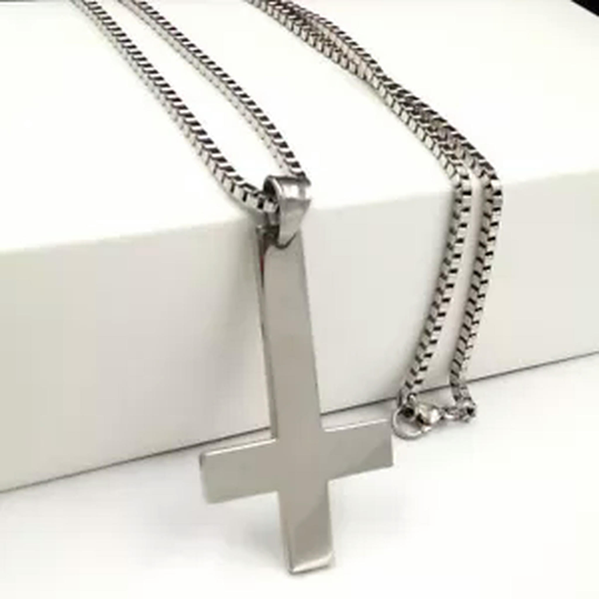 HOOUN Stainless Steel Upside Down Cross Necklace for Men Inverted ...