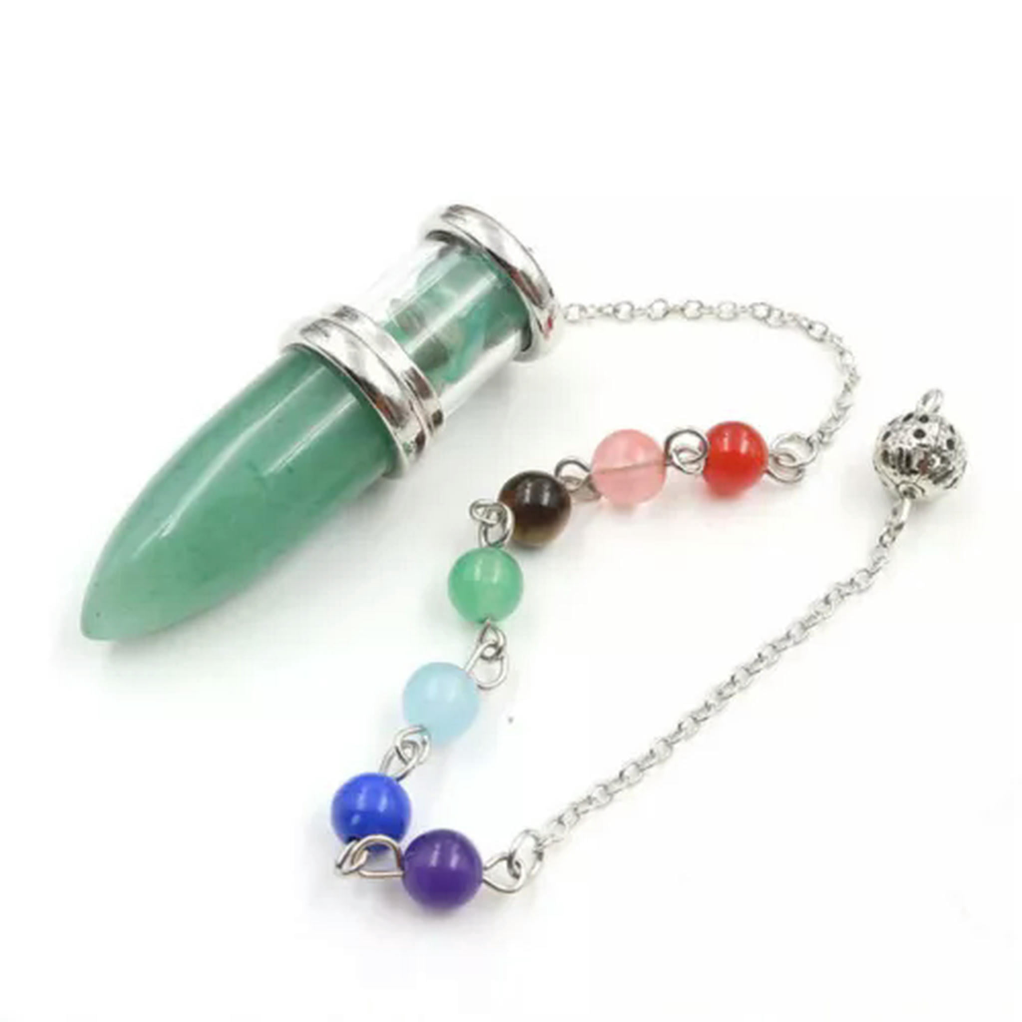 HOOUN Stone Beads Gravel Bullet Shape Chakra Pendant Healing Crystal ...