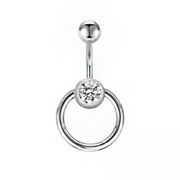 Body Candy 14G 316L Steel Navel Ring Piercing Iridescent White Accent ...