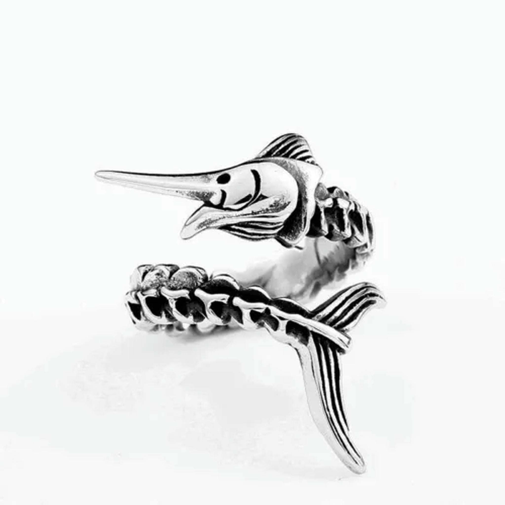 HOOUN Swordfish Skull Ring Stainless Steel Billfish Marlin Fishing ...