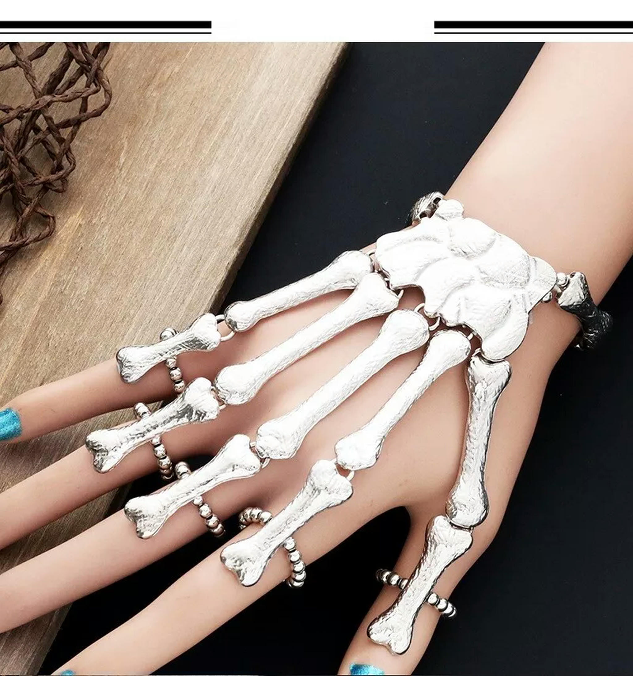 HOOUN Talon Skeleton Hand Finger Bone Halloween Bracelet Claw Gothic ...
