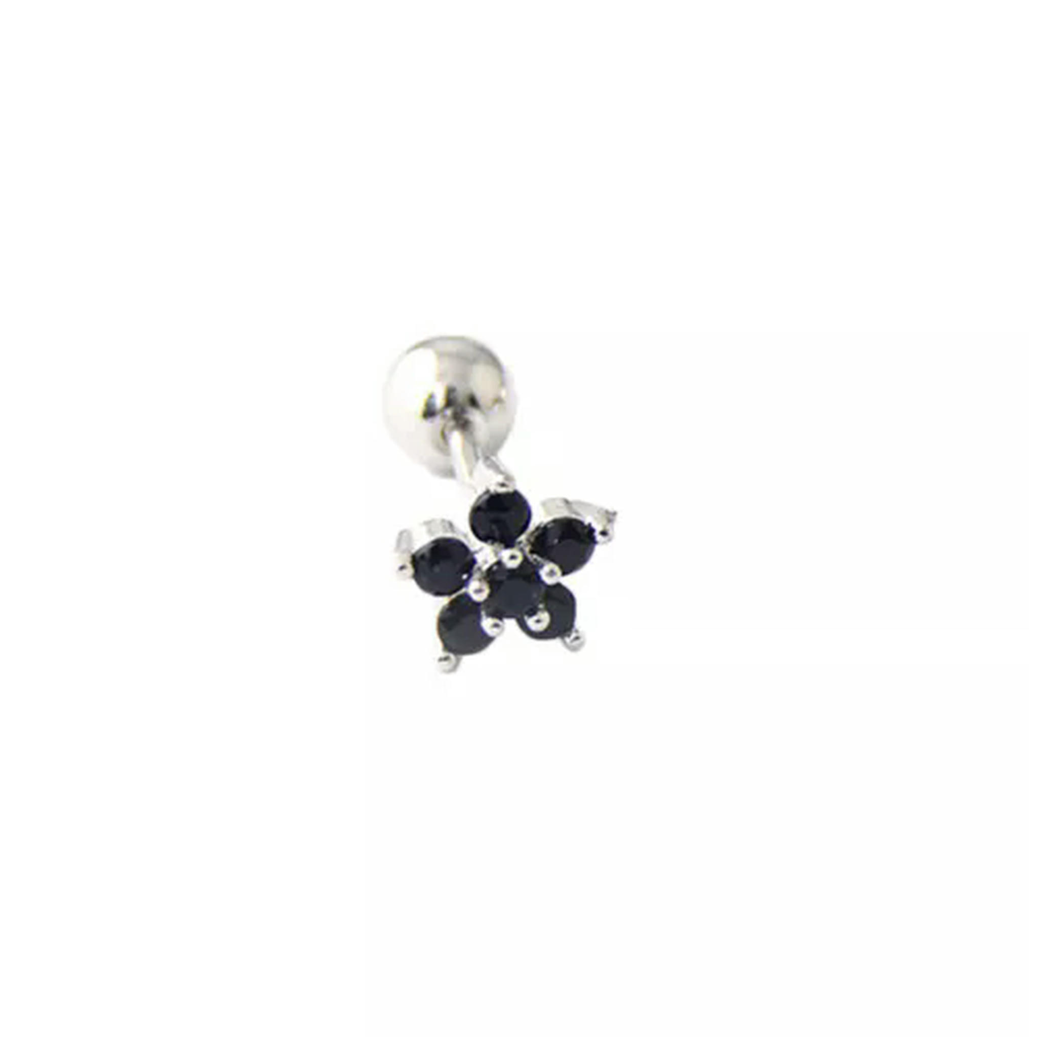 HOOUN Titanium Steel Tragus Bar Helix Upper Ear Crystal Flower 1PC ...