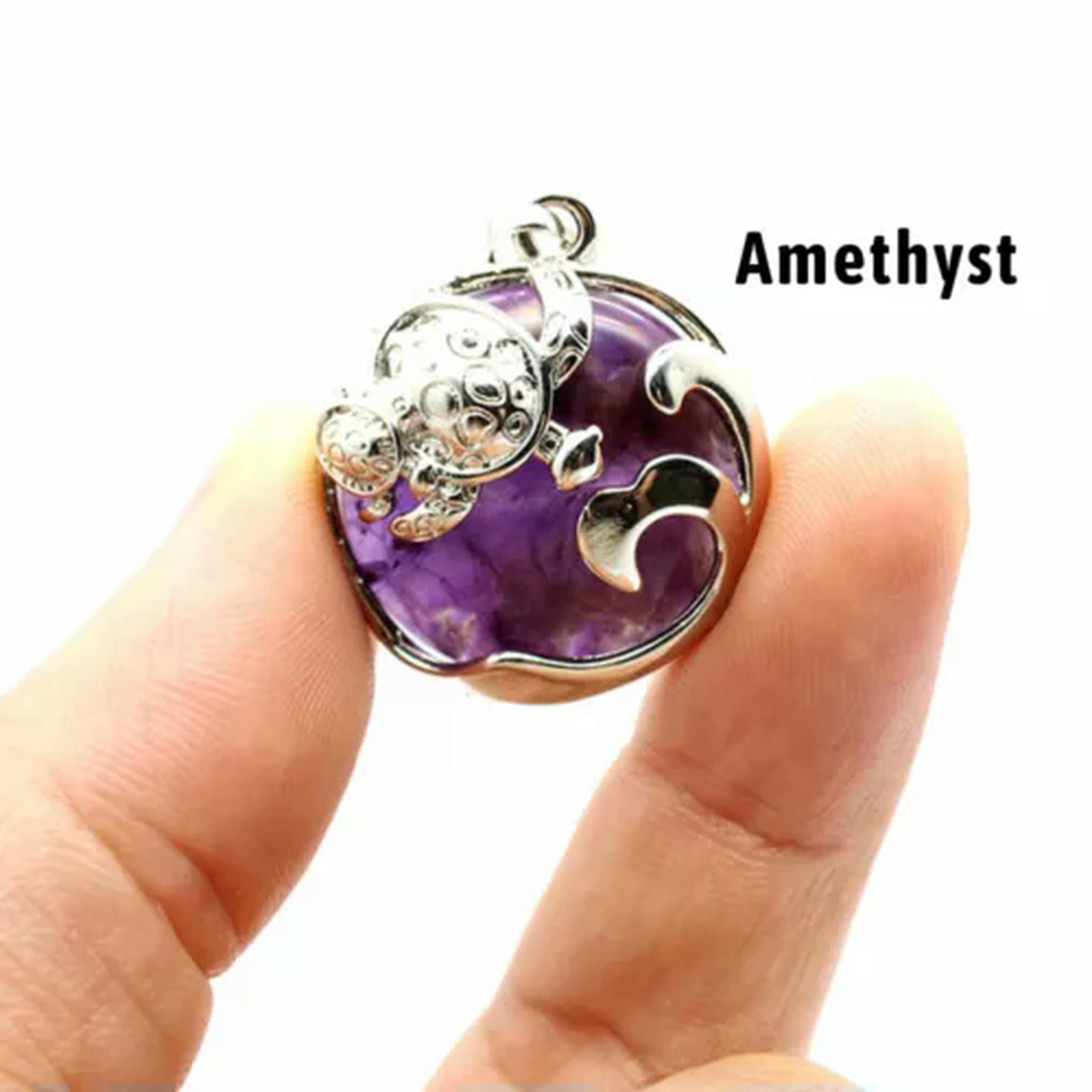 HOOUN Turtle Tortoise Chakra Crystal Stone Quartz Animal Pendant ...