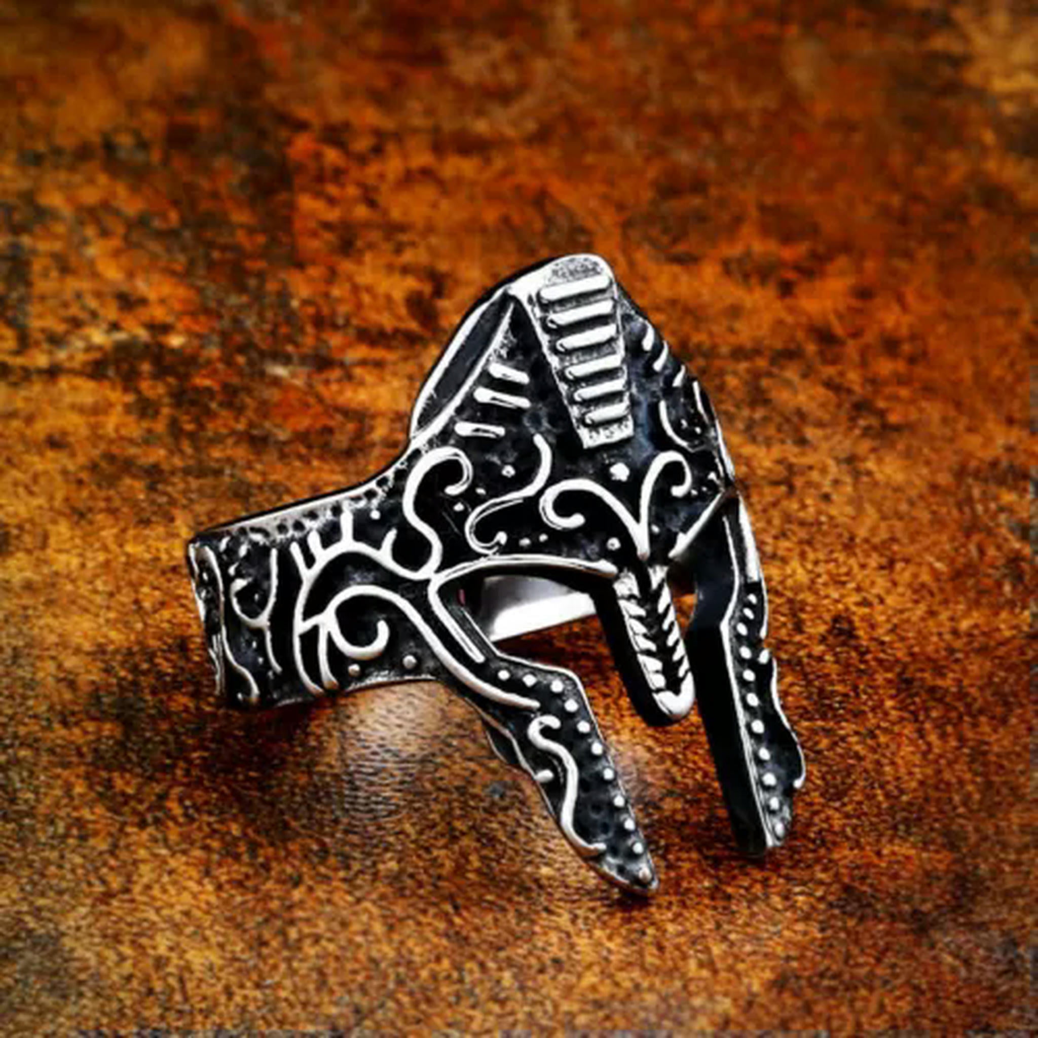 HOOUN Vintage Ancient Egyptian Helmet Ring Stainless Steel Men Gothic ...