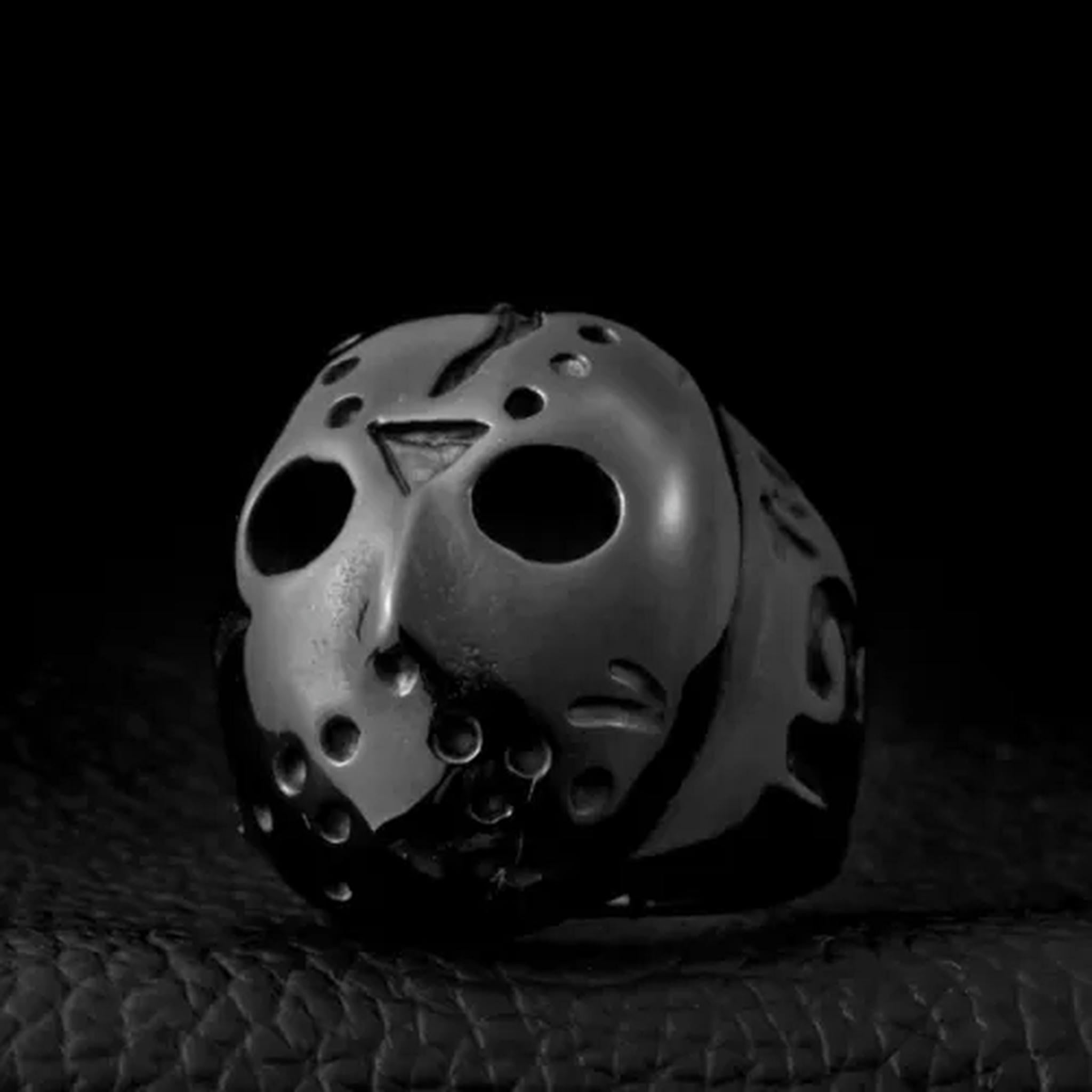 HOOUN Vintage Black Silent Skull Mask Ring Stainless Steel Men's Gothic ...