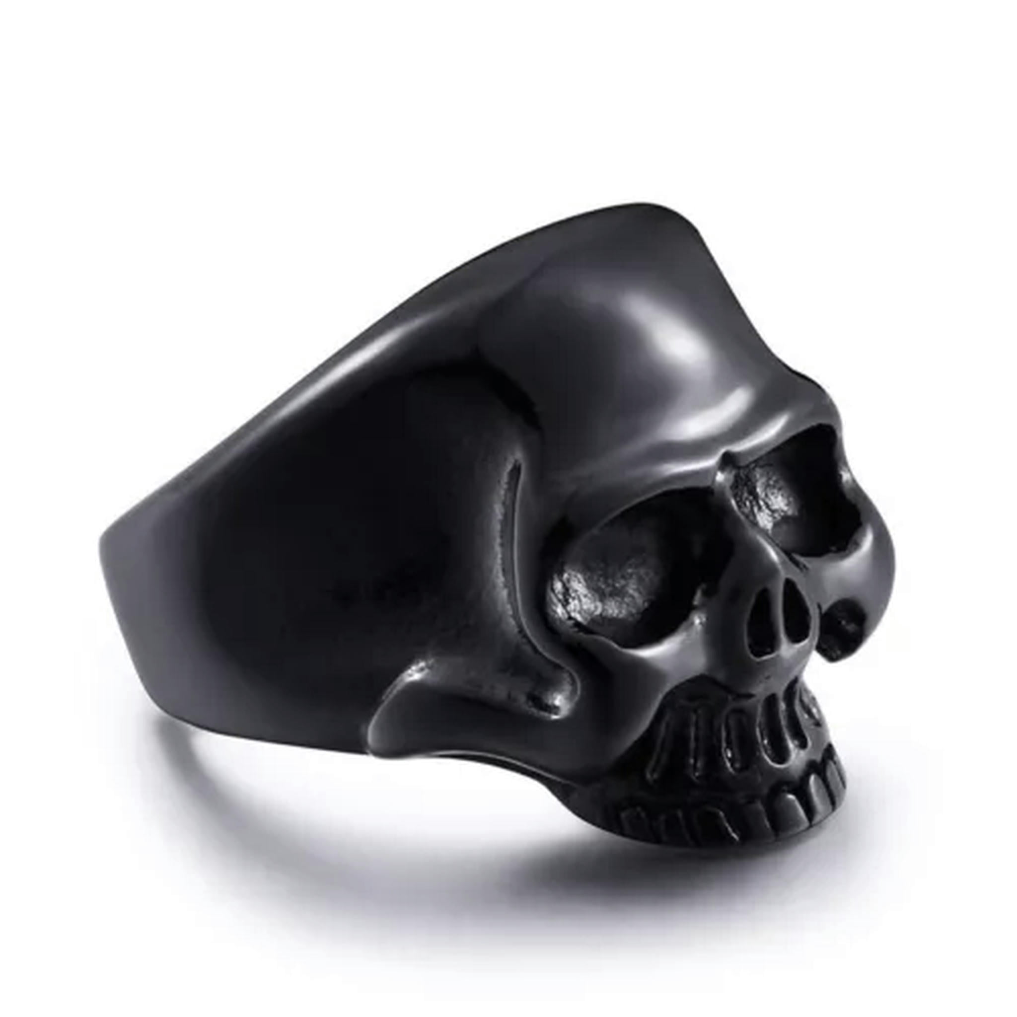HOOUN Vintage Black Skull Ring Stainless Steel Men's Gothic Biker ...
