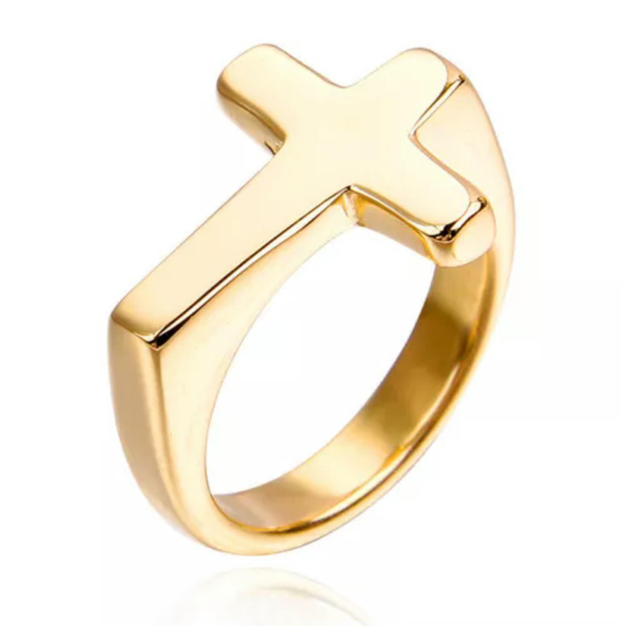 HOOUN Vintage Classic Jesus Cross Ring Stainless Steel Men Women ...
