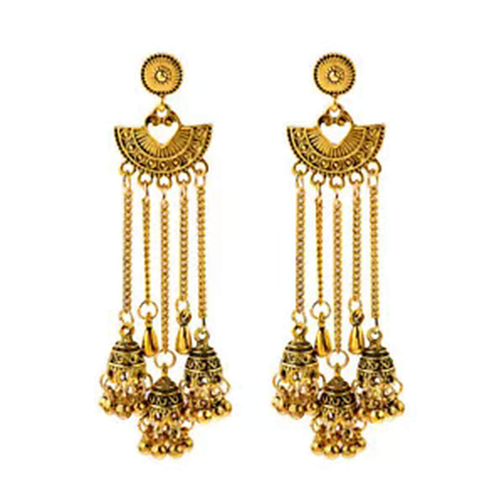 HOOUN Vintage Jhumka Jhumki Ethnic Long Tassel Bell Drop Earrings Gypsy ...