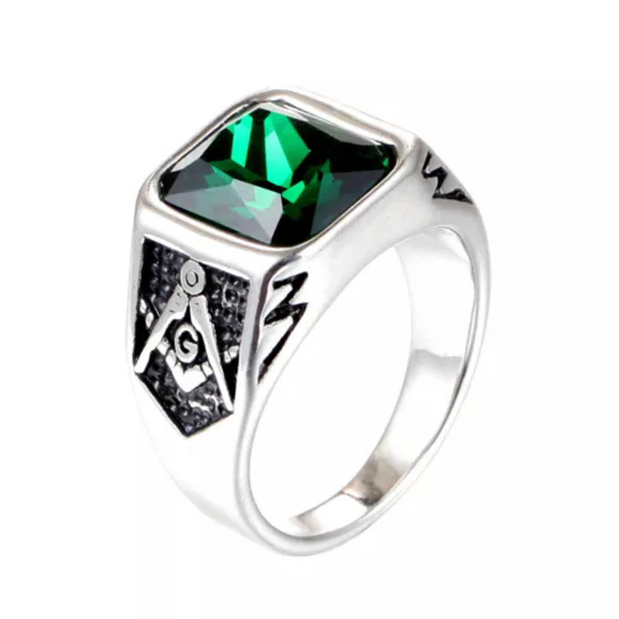 HOOUN Vintage Masonic AG Symbol CZ Signet Ring Stainless Steel Men ...
