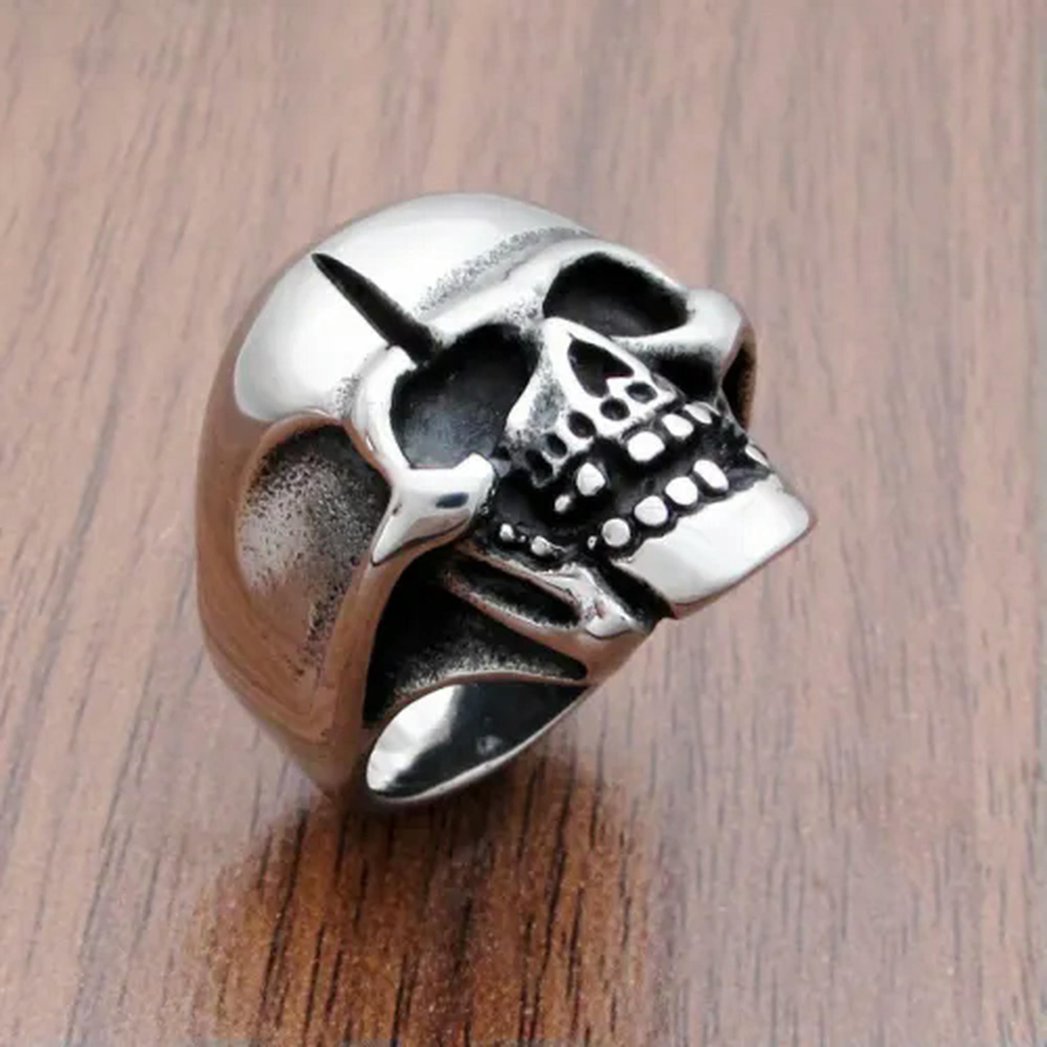 HOOUN Vintage Scar Skull Rings Stainless Steel Gothic Men's Skeleton ...