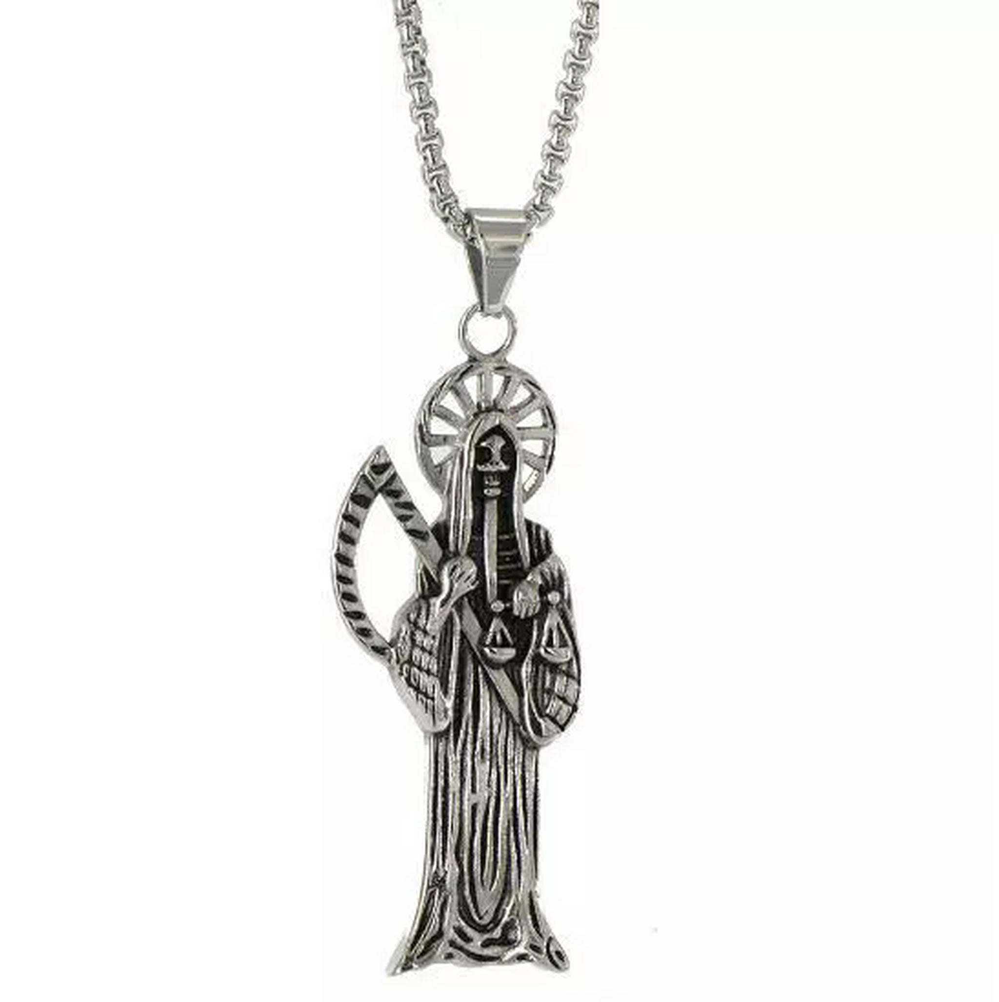 HOOUN Vintage Stainless Steel Holy Saint Death Santa Muerte Pendant ...