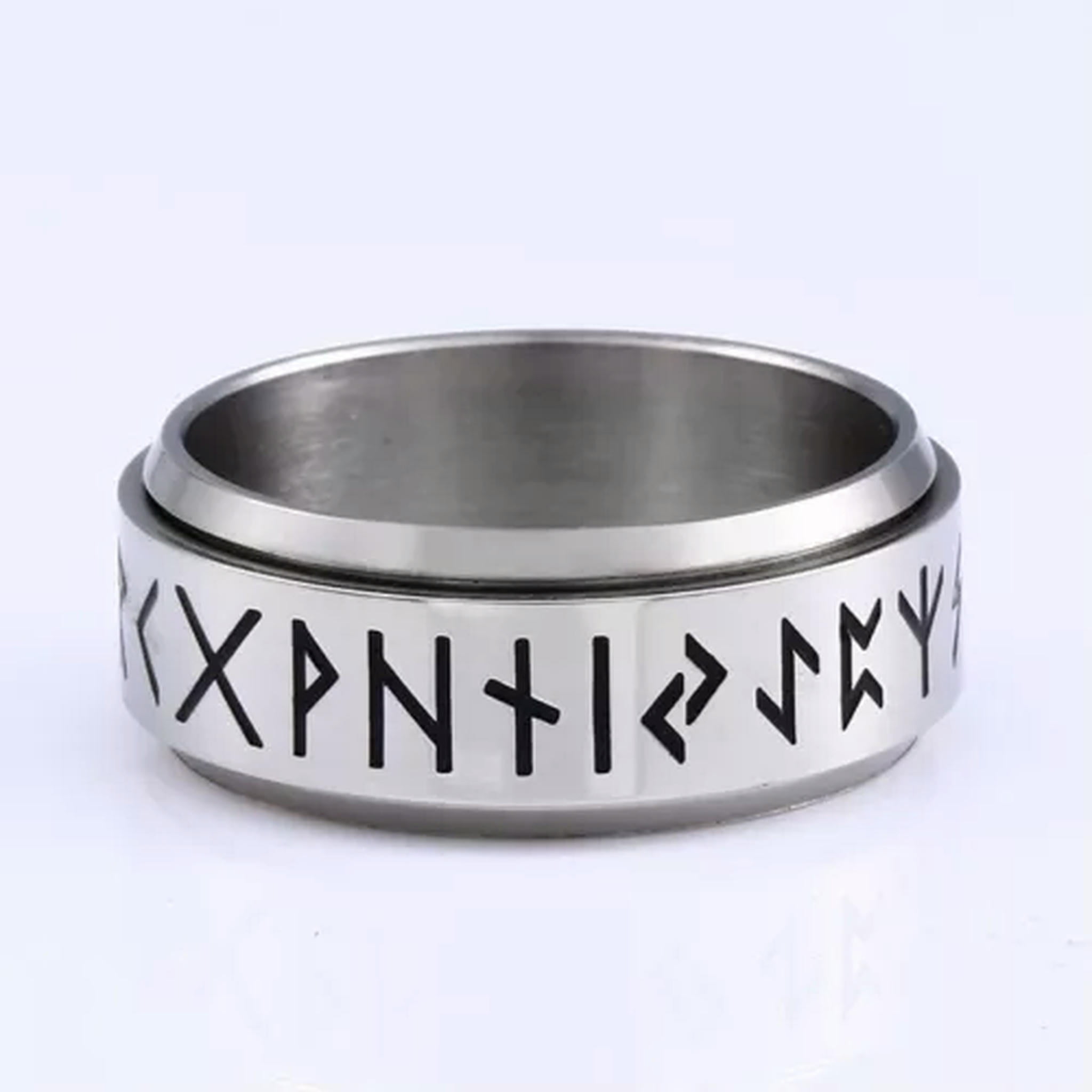 HOOUN Vintage Viking Runes Ring Stainless Steel Men's Wedding Spinning ...