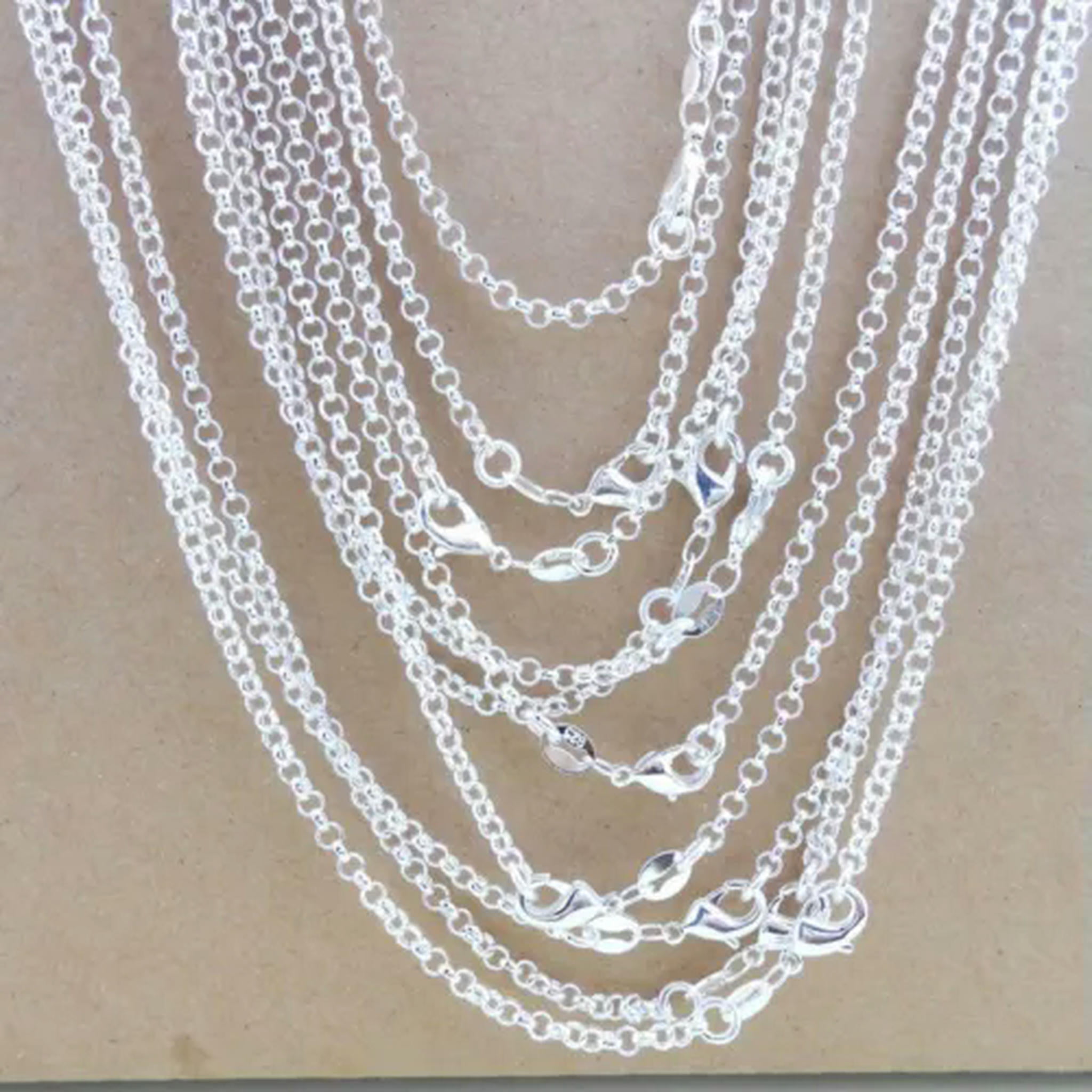 HOOUN Wholesale 5pcs Silver Plated 2mm Circle Rolo 'O' Chain Necklace ...