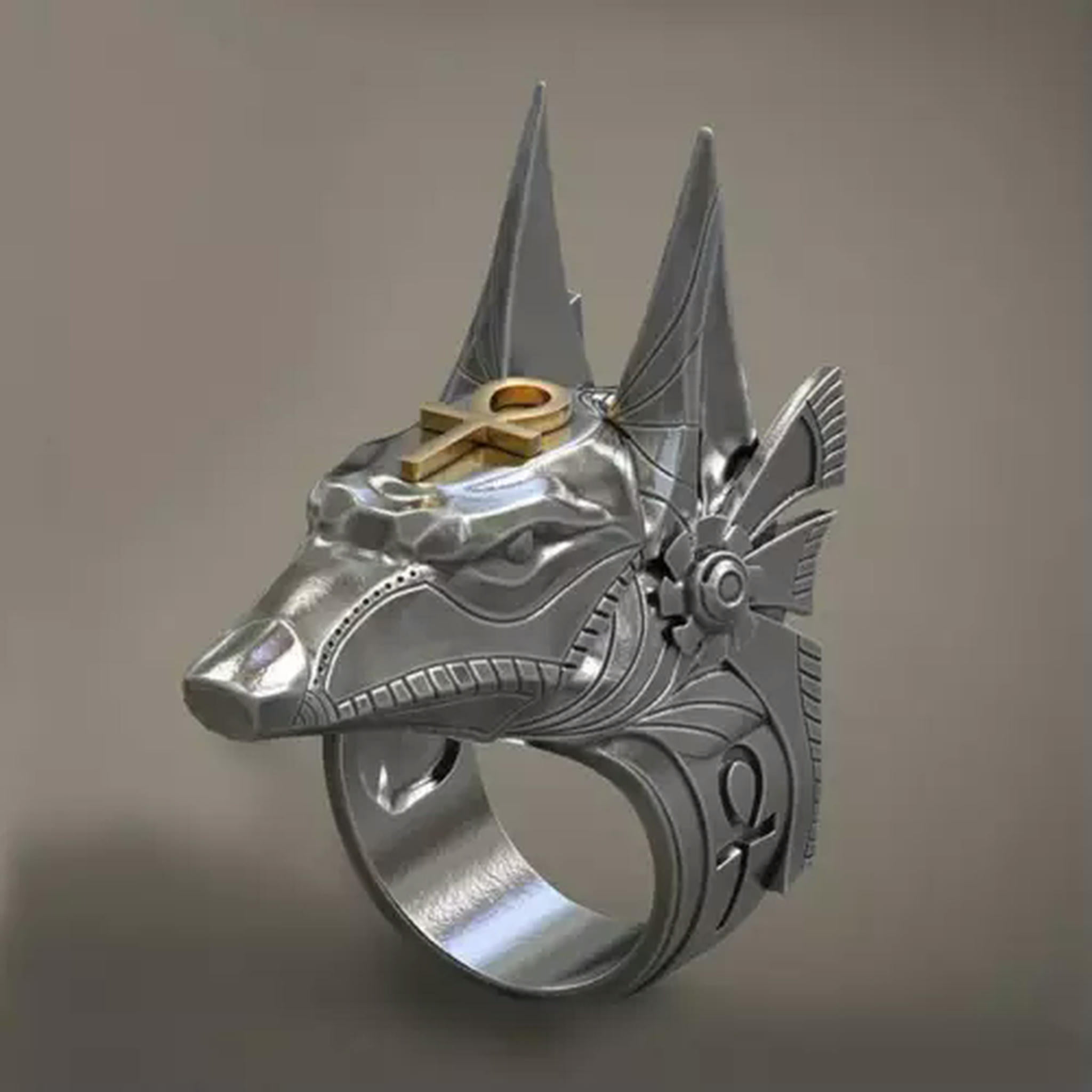 HOOUN Wolf Head Ring for Men Punk Biker emo Hip Hop Stainless Steel ...