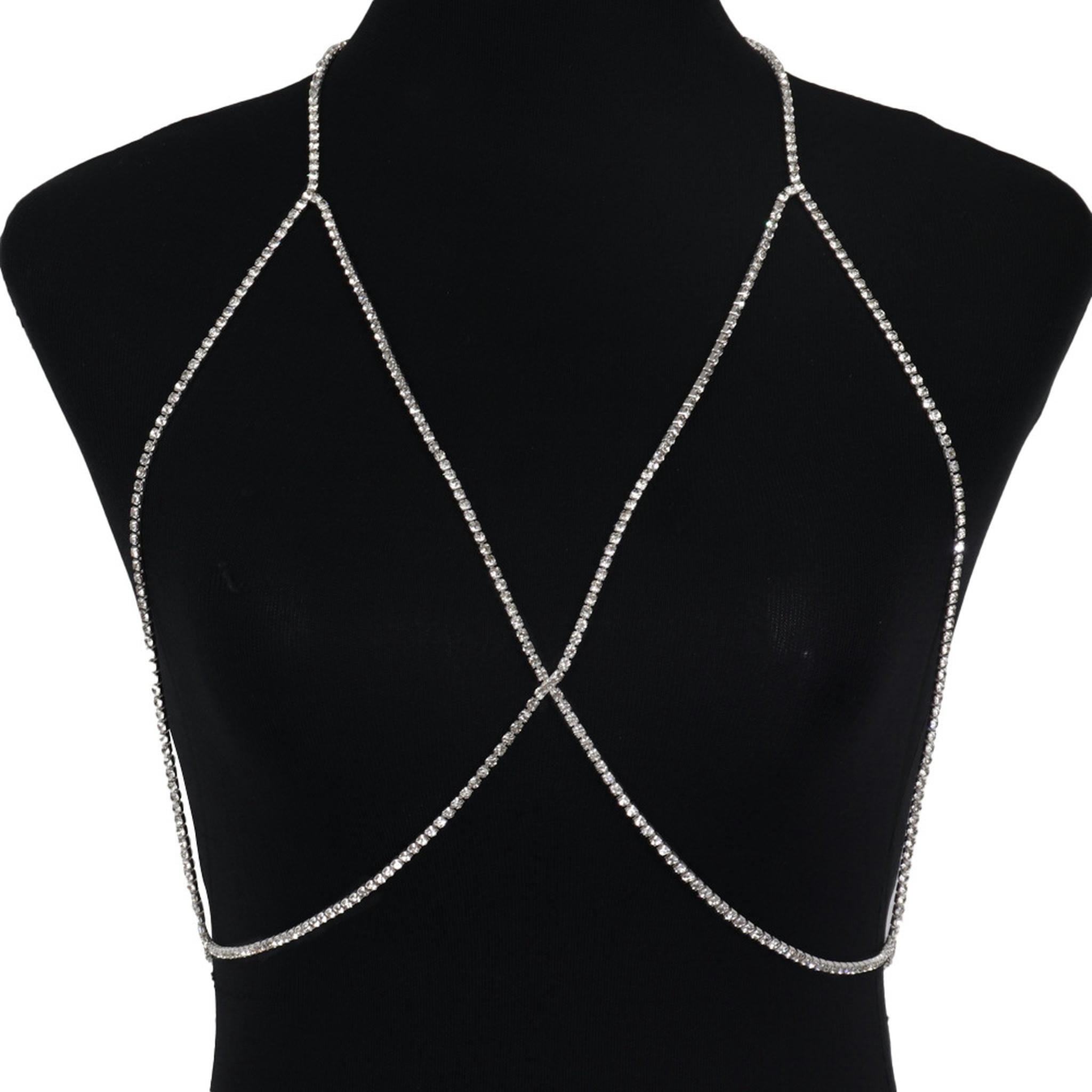 HOOUN Women Sexy Neck Chain Beach Claw Chest Chain Rhinestone Bikini ...