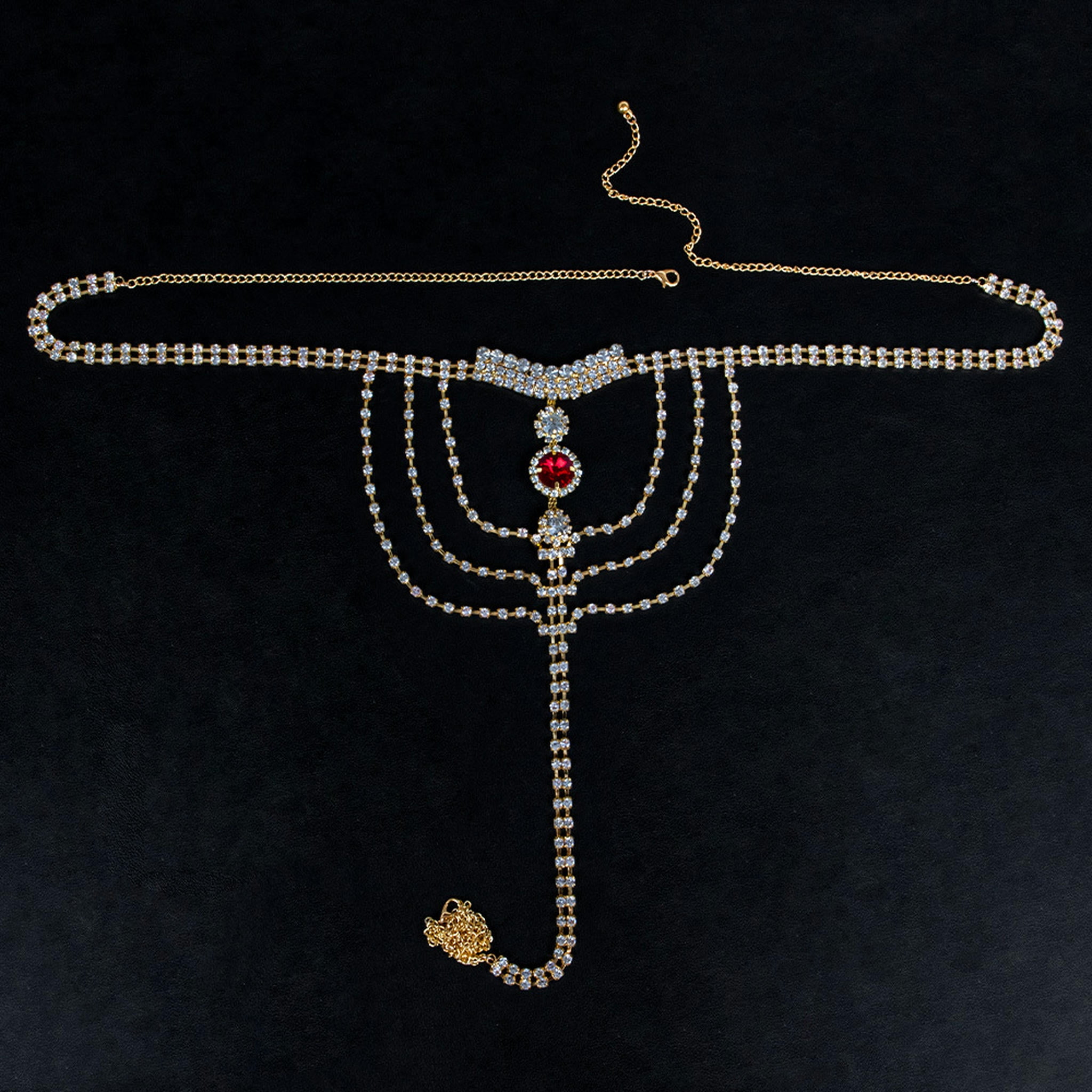 HOOUN Women's Fashion Ruby Bikini Sexy Rhinestone Nightclub Set Body ...