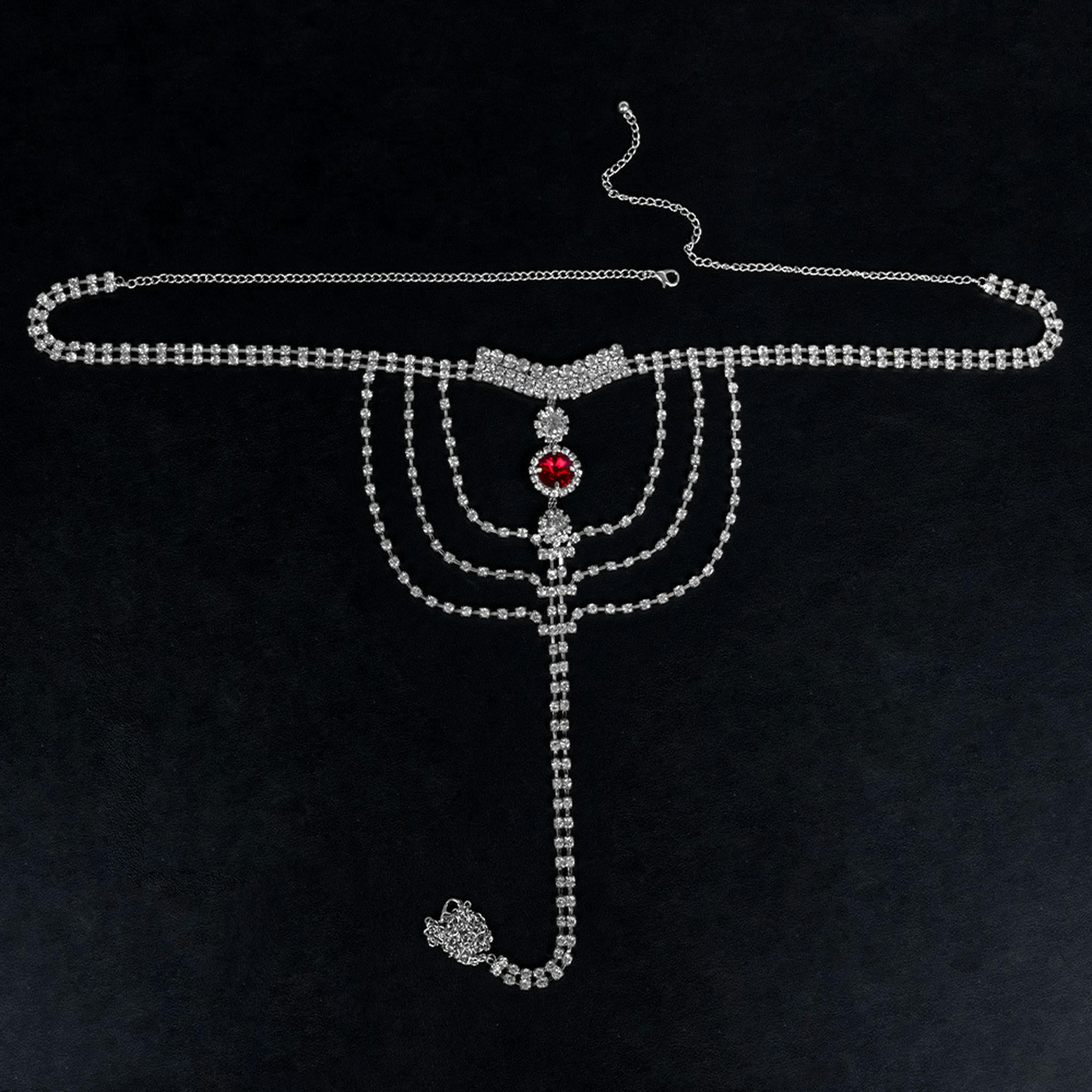 HOOUN Women's Fashion Ruby Bikini Sexy Rhinestone Nightclub Set Body ...