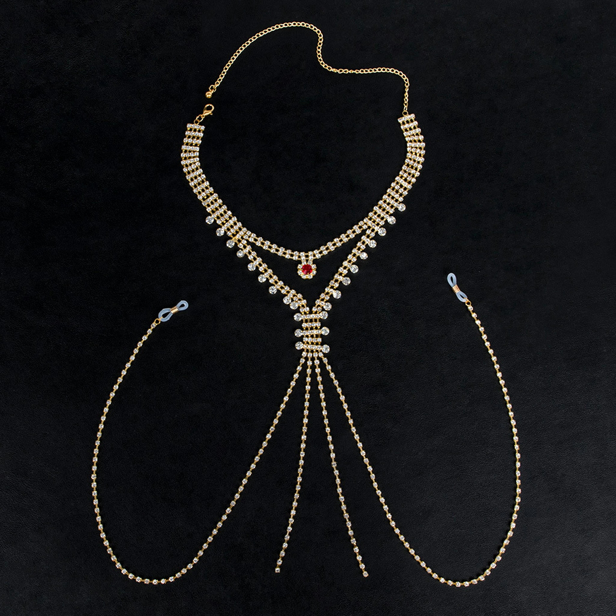 HOOUN Women's Fashion Ruby Bikini Sexy Rhinestone Nightclub Set Body ...