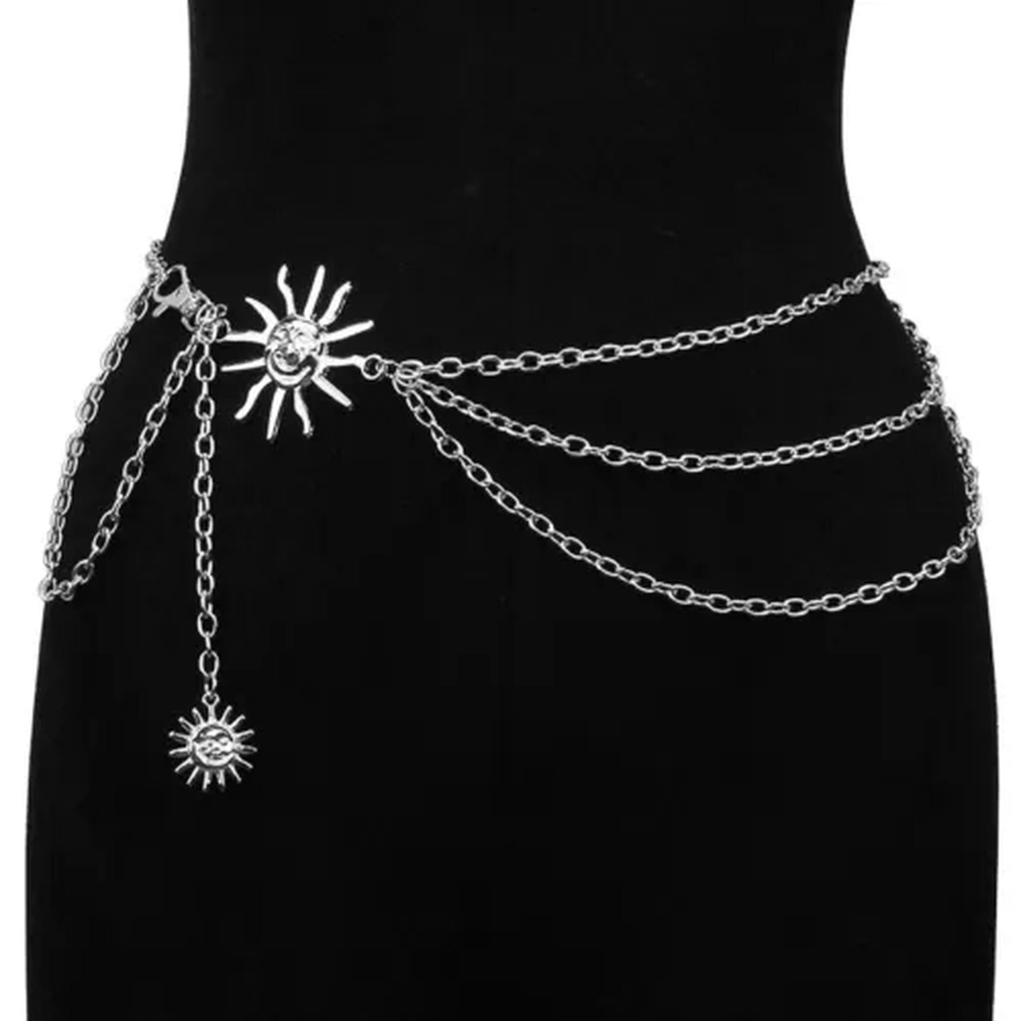 HOOUN Women's Waist Chain Dress With Moon Star Belt And Women's ...