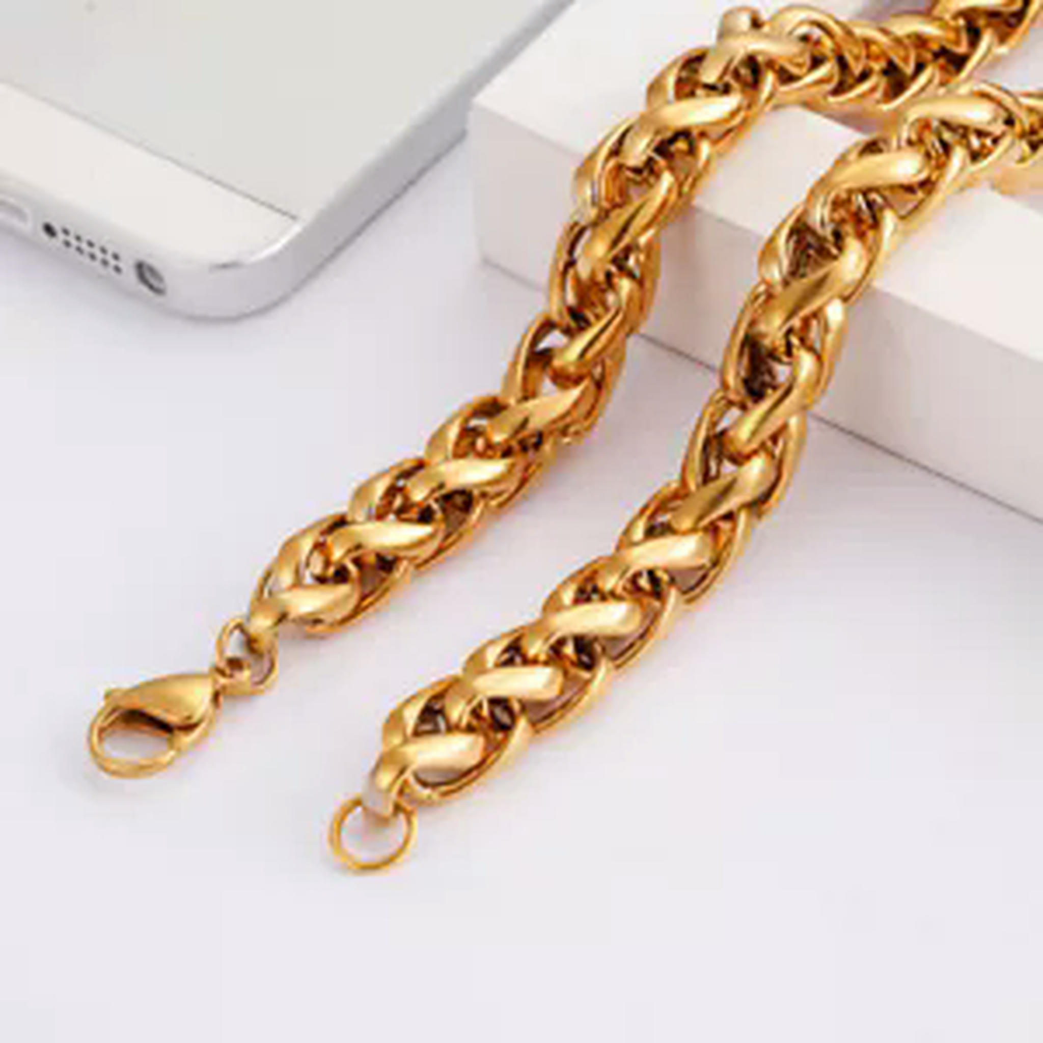 HOOUN charmming 10mm 24'' stainless steel rope wheat chain link ...